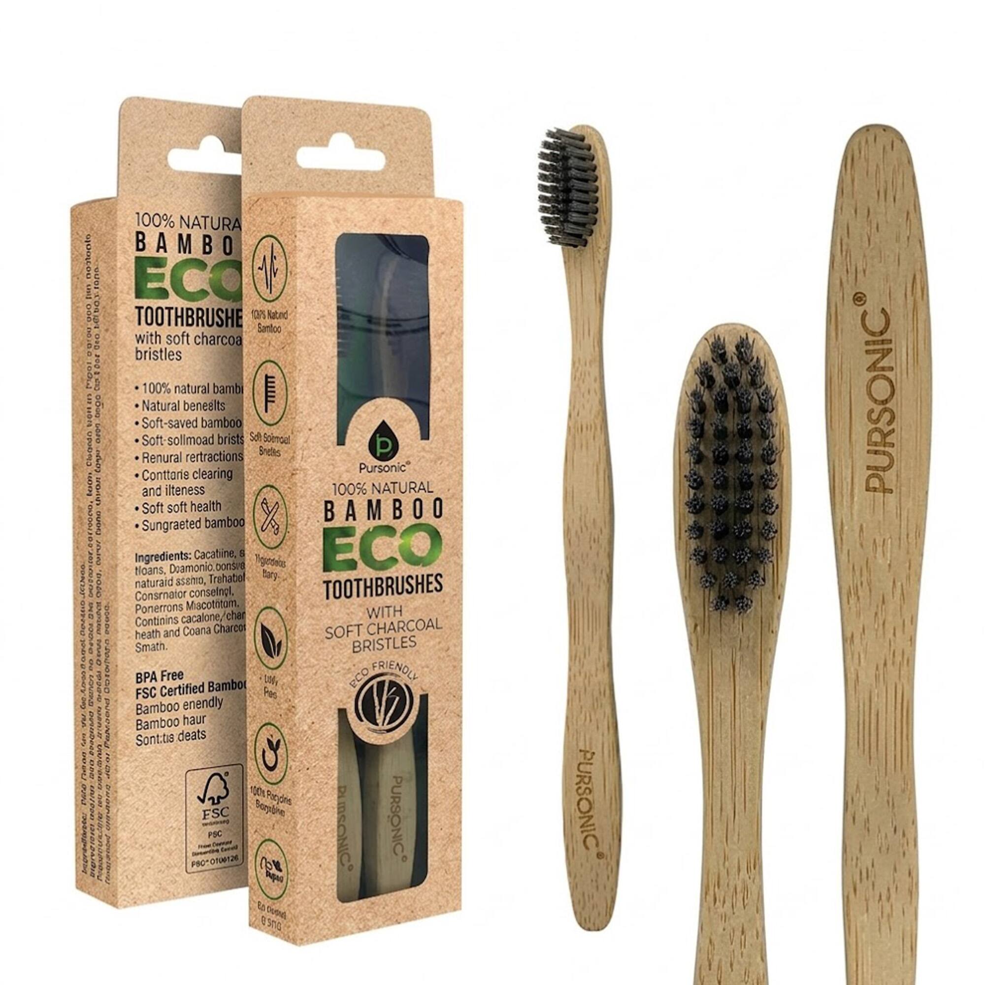 Pursonic Natural Bamboo Toothbrushes & Charcoal Whitening Toothpaste ...