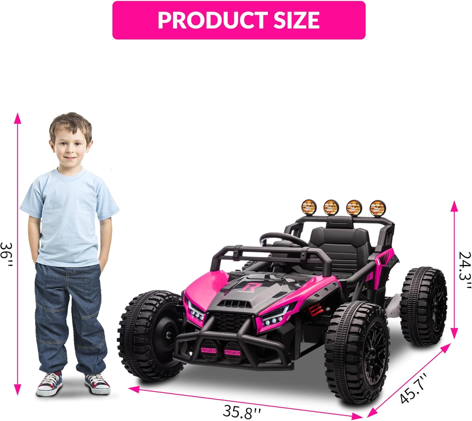 Jojoka 24V 2WD Kids UTV Ride On Toy, Remote Control, LED Lights, MP3 ...