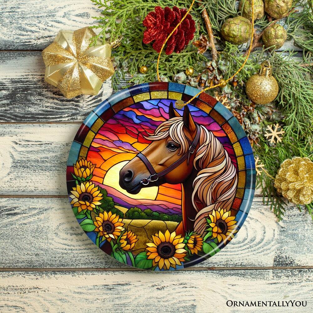 OrnamentallyYou Sunset Horse and Sunflowers Ornament Breathtaking Gift ...