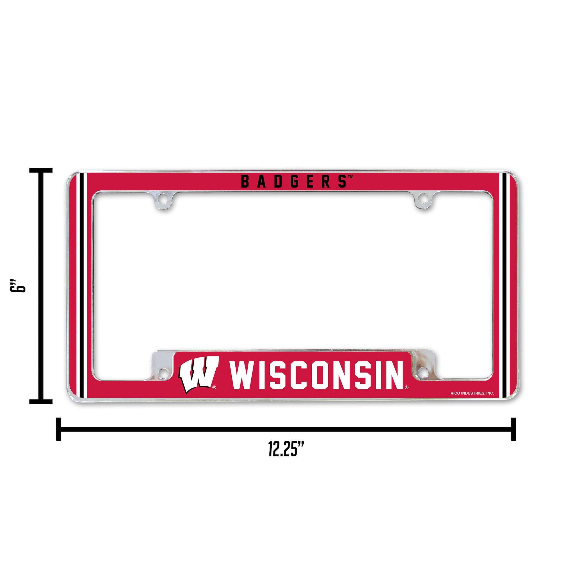 Rico Industries Wisconsin NCAA Badgers (Set of 2) Chrome Metal License ...