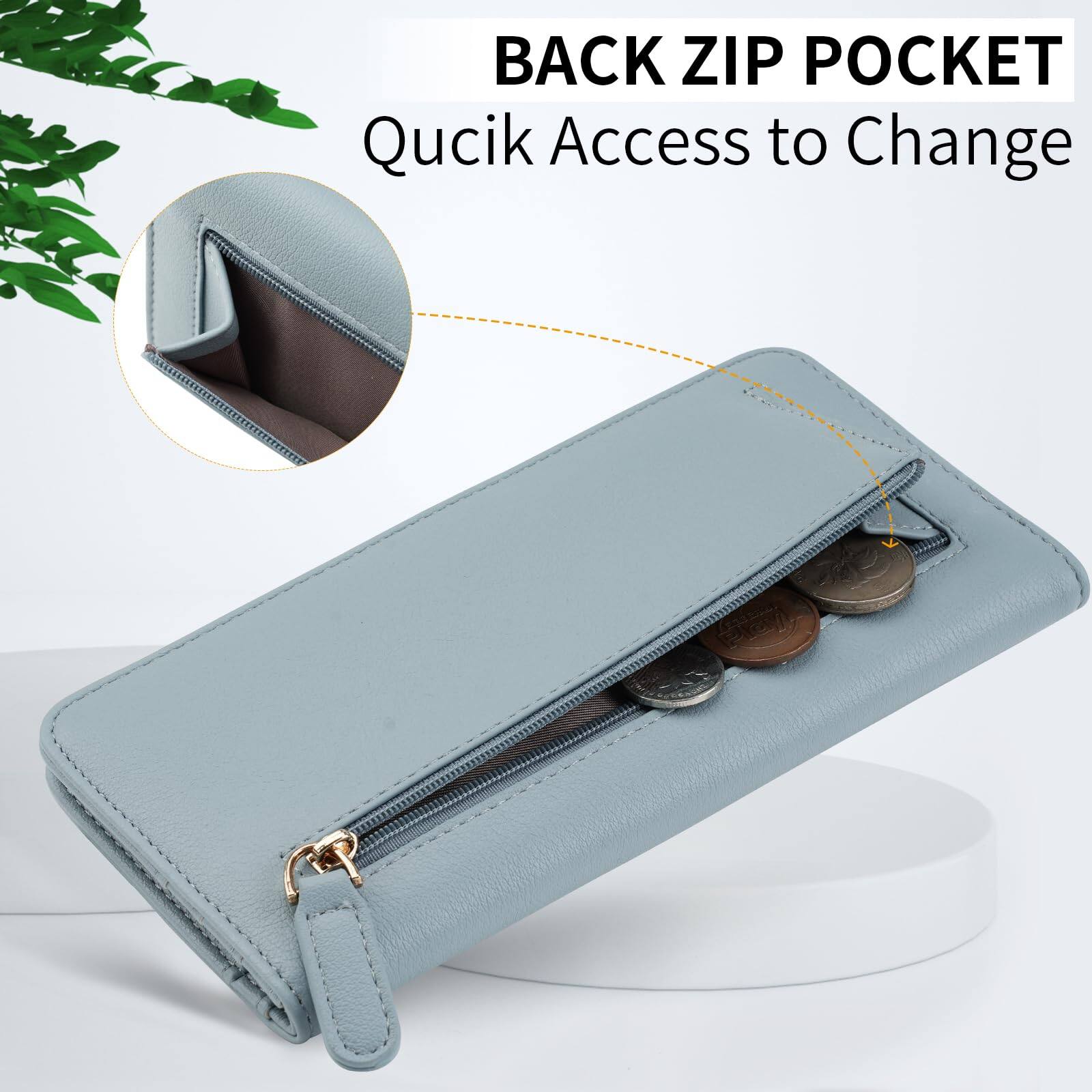 Jadie Link Wallet Women Ultra Slim Thin Leather Womens Rfid Blocking ...