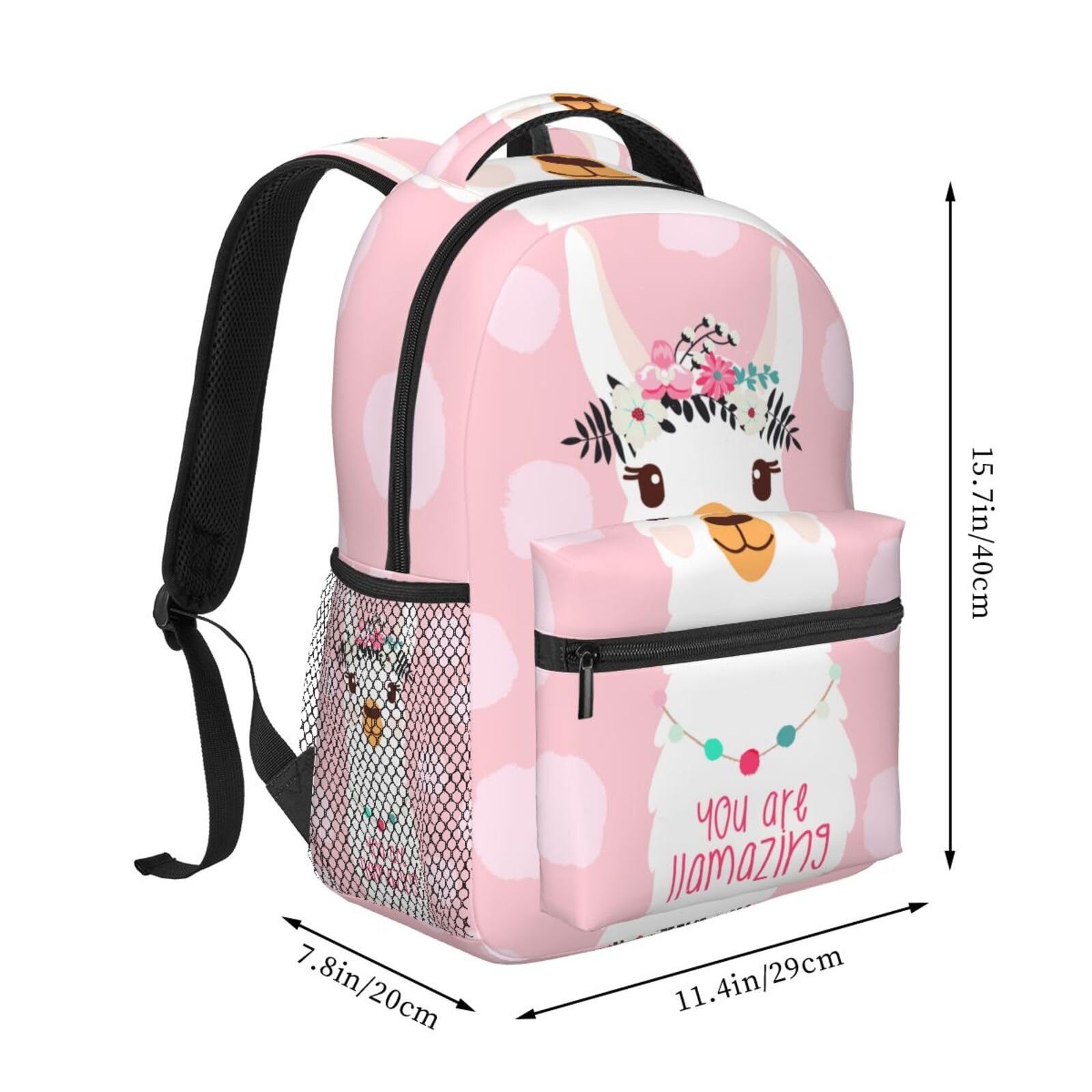 Pacoar Cade Cute Pink Llama Girly Alpaca Backpack For School Laptop ...
