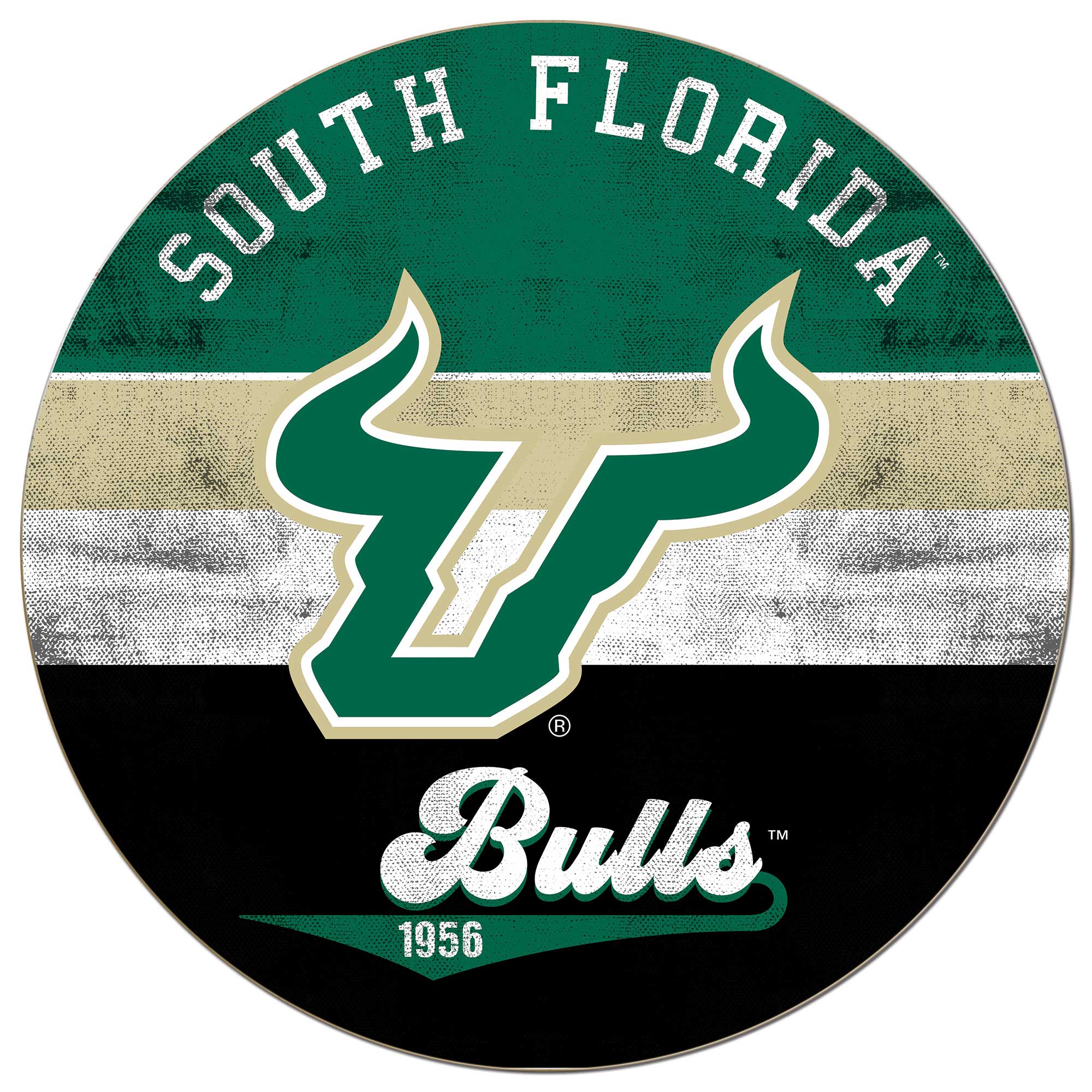 Jardine South Florida Bulls 20'' x 20'' Retro Logo Circle Sign Green ...