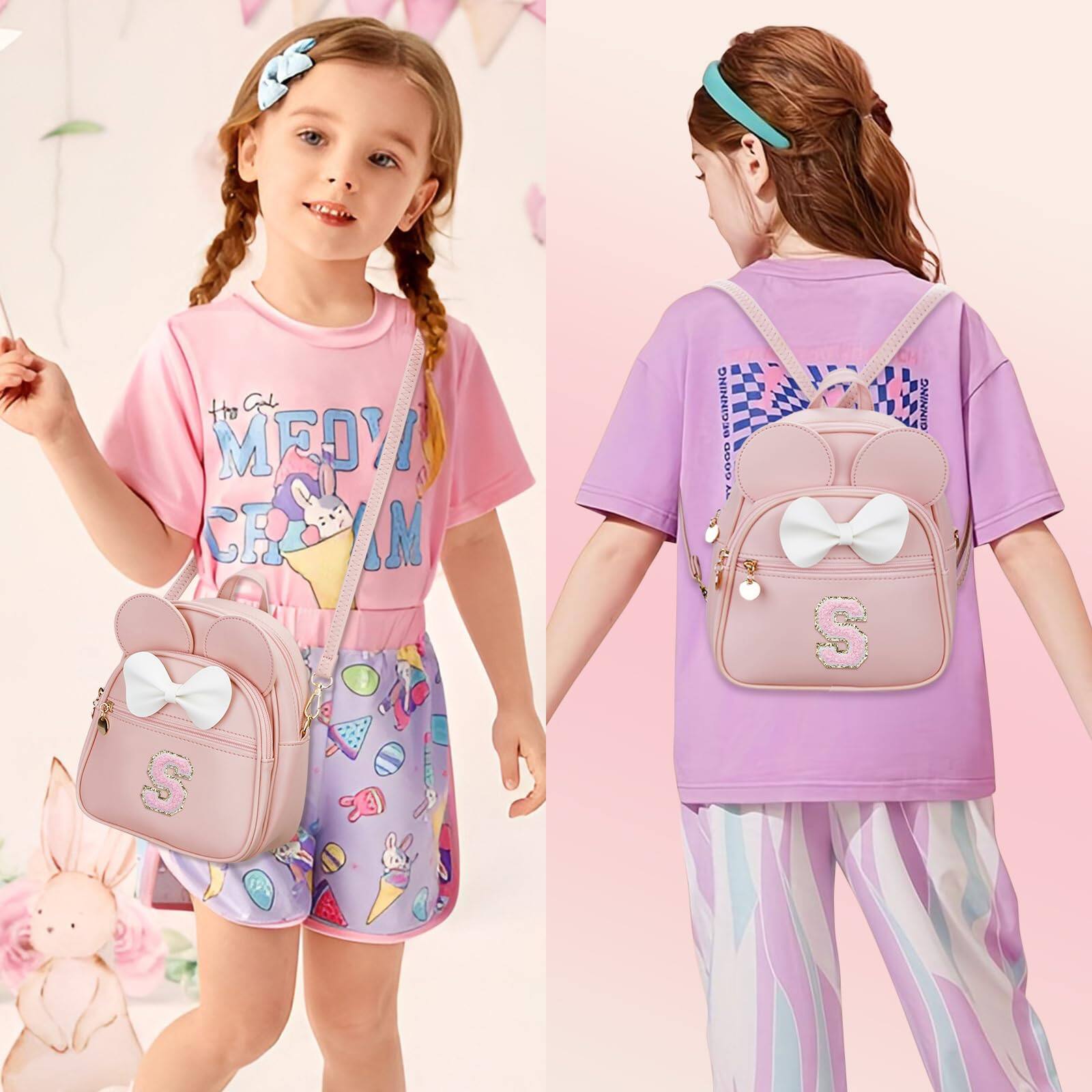 Stamp n Camp Initial Bowknot Cute Mini Backpack For Travel Small Girl ...