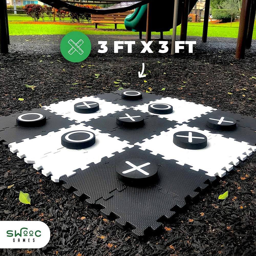 Swooc Games 2 in 1 Premium Giant Checkers & Tic Tac Toe Game (4ft x 4ft ...