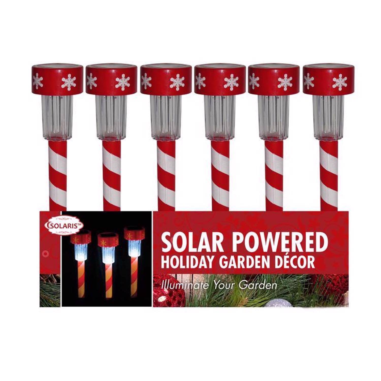 Alpine LED Cool White Solar Powered Lighted Candy Cane Stake 14 in ...