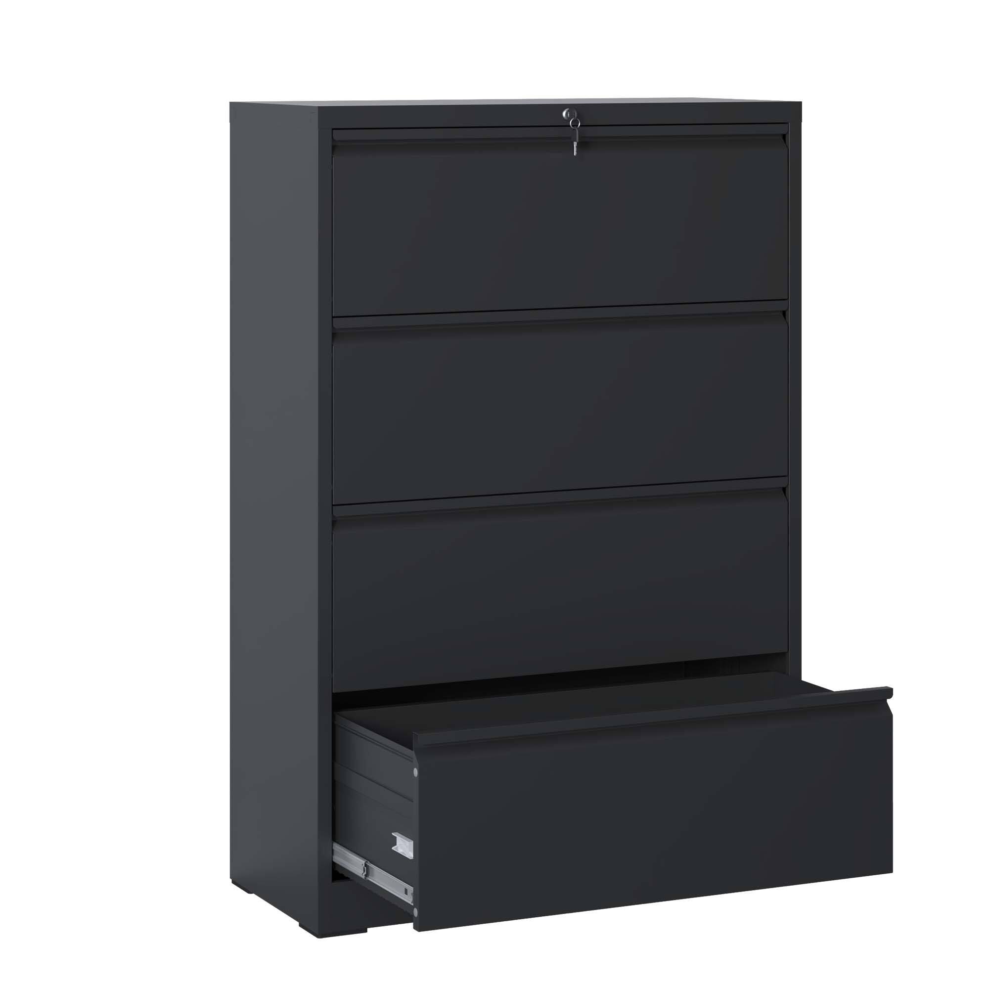 COWLOWN 4 Drawer Lockable Lateral File Cabinet Heavy Duty Metal Quiet ...