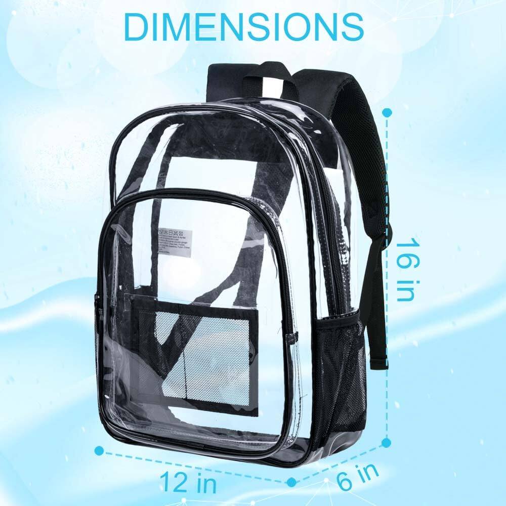 Pacoar Cade Clear Backpack Heavy Duty Transparent Bookbag See Through ...