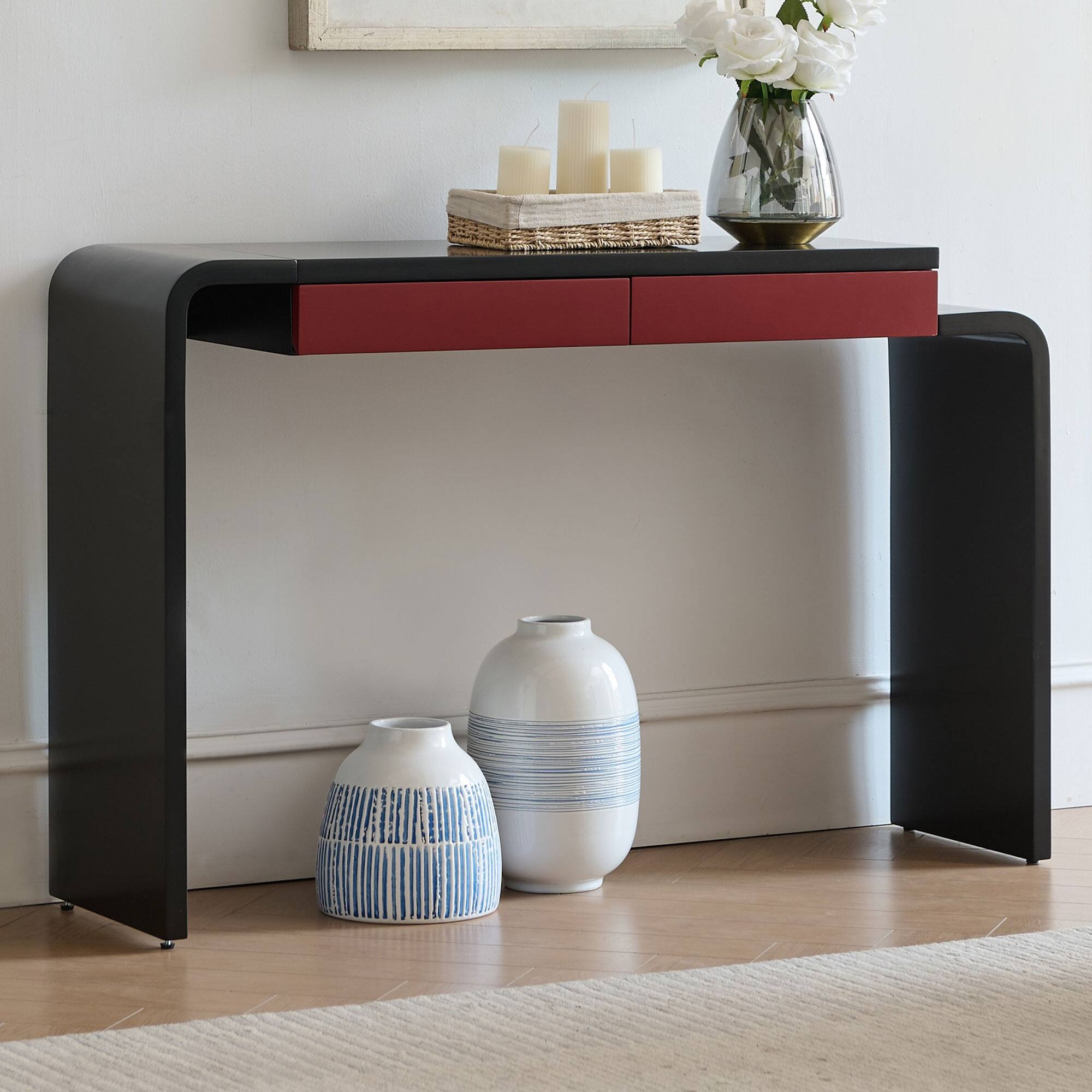 Kings Brand Furniture Yuma Wooden Rounded Silhouette Console Table ...