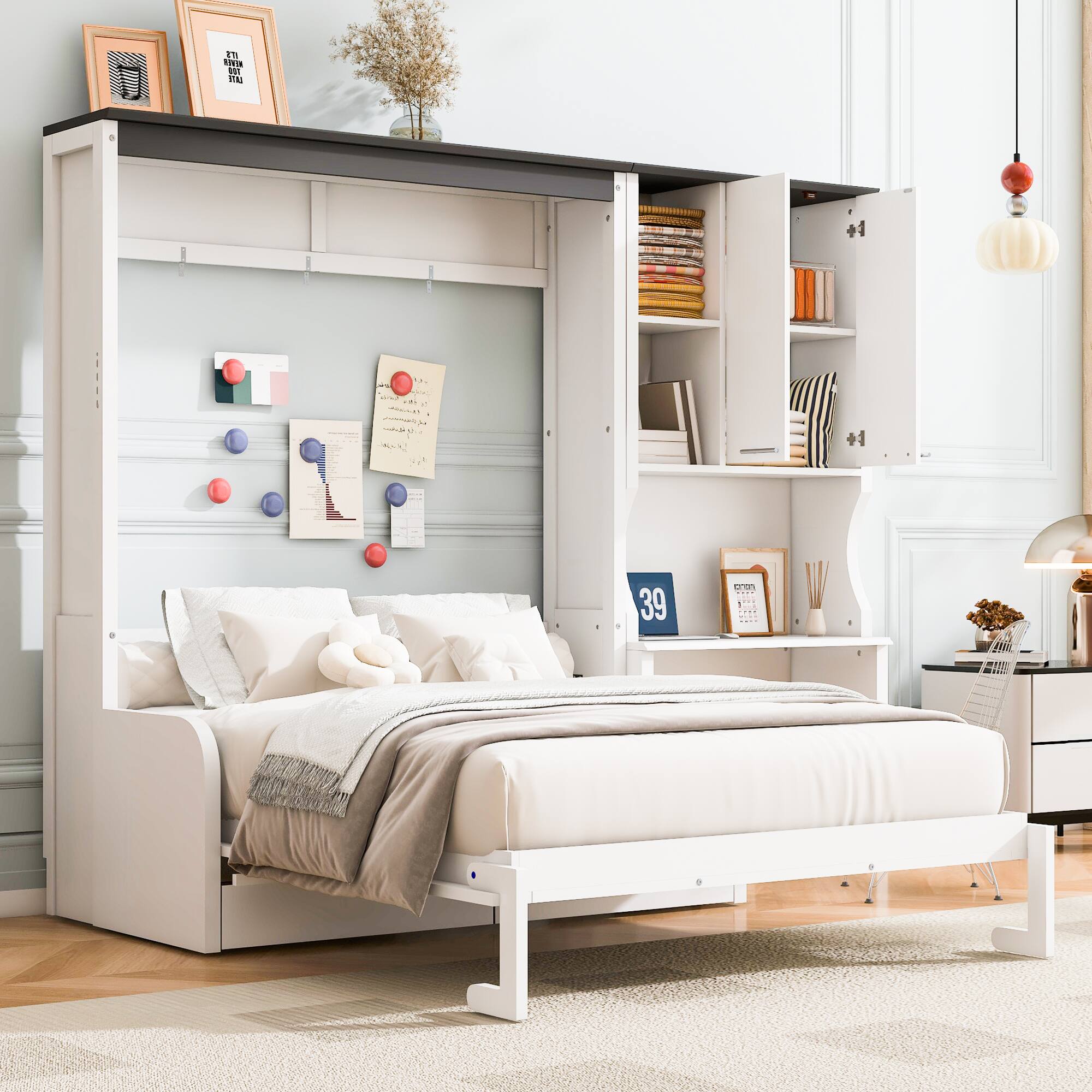 Front. Whisen - Full Size Murphy Bed with Folding Sofa, Integrated Desk ...