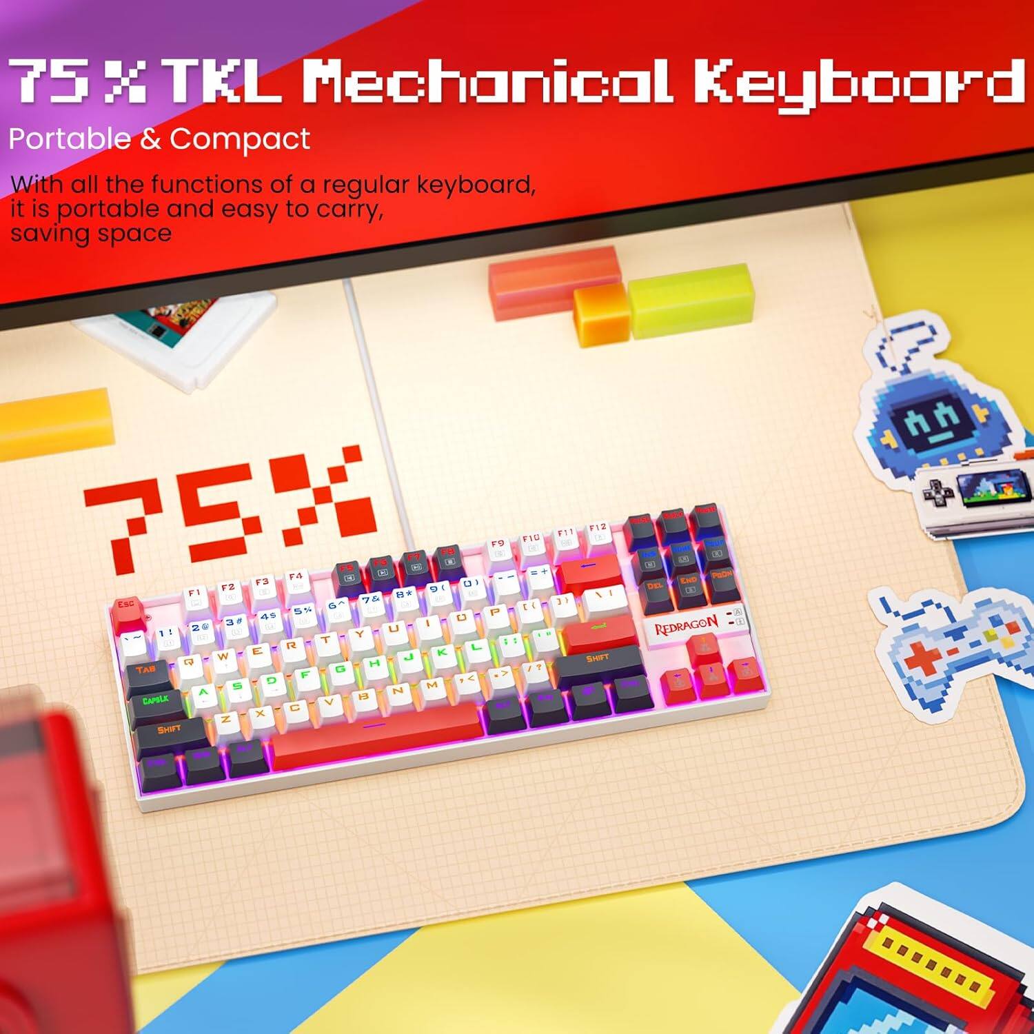 REDRAGON K552 Mechanical Gaming Keyboard, 87 Key Compact, LED Gaming ...