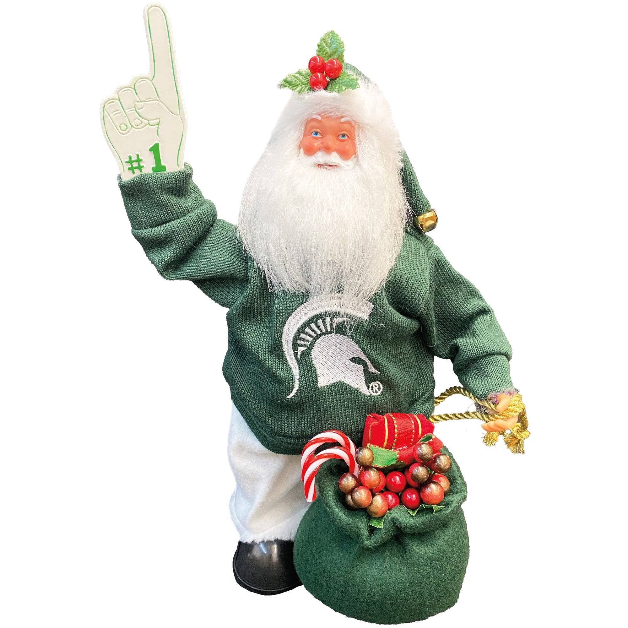 Santa's Workshop Michigan State Spartans 12" Animated Musical Santa ...