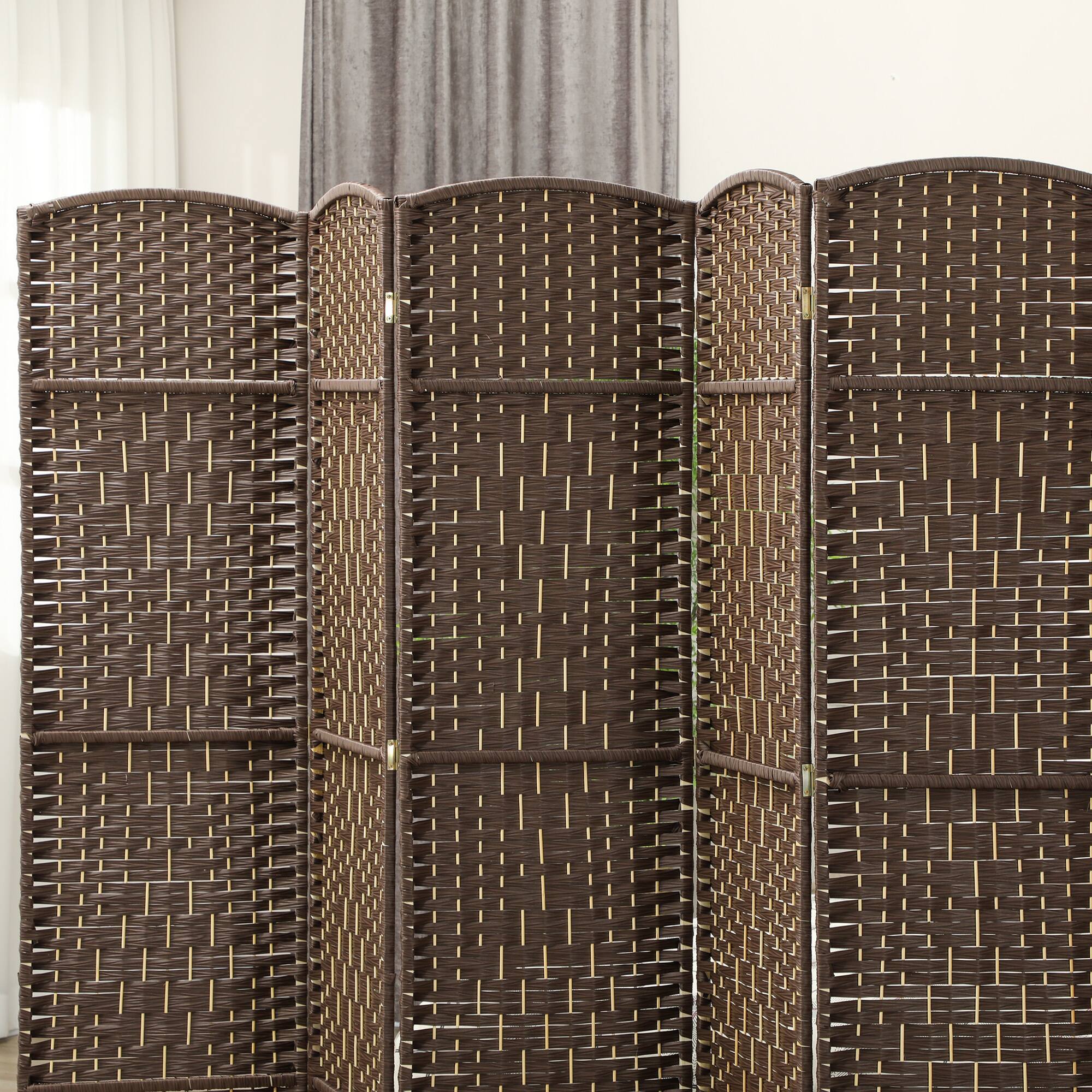 Homcom Room Divider, Folding Privacy Screen, Tall Hand Woven ...