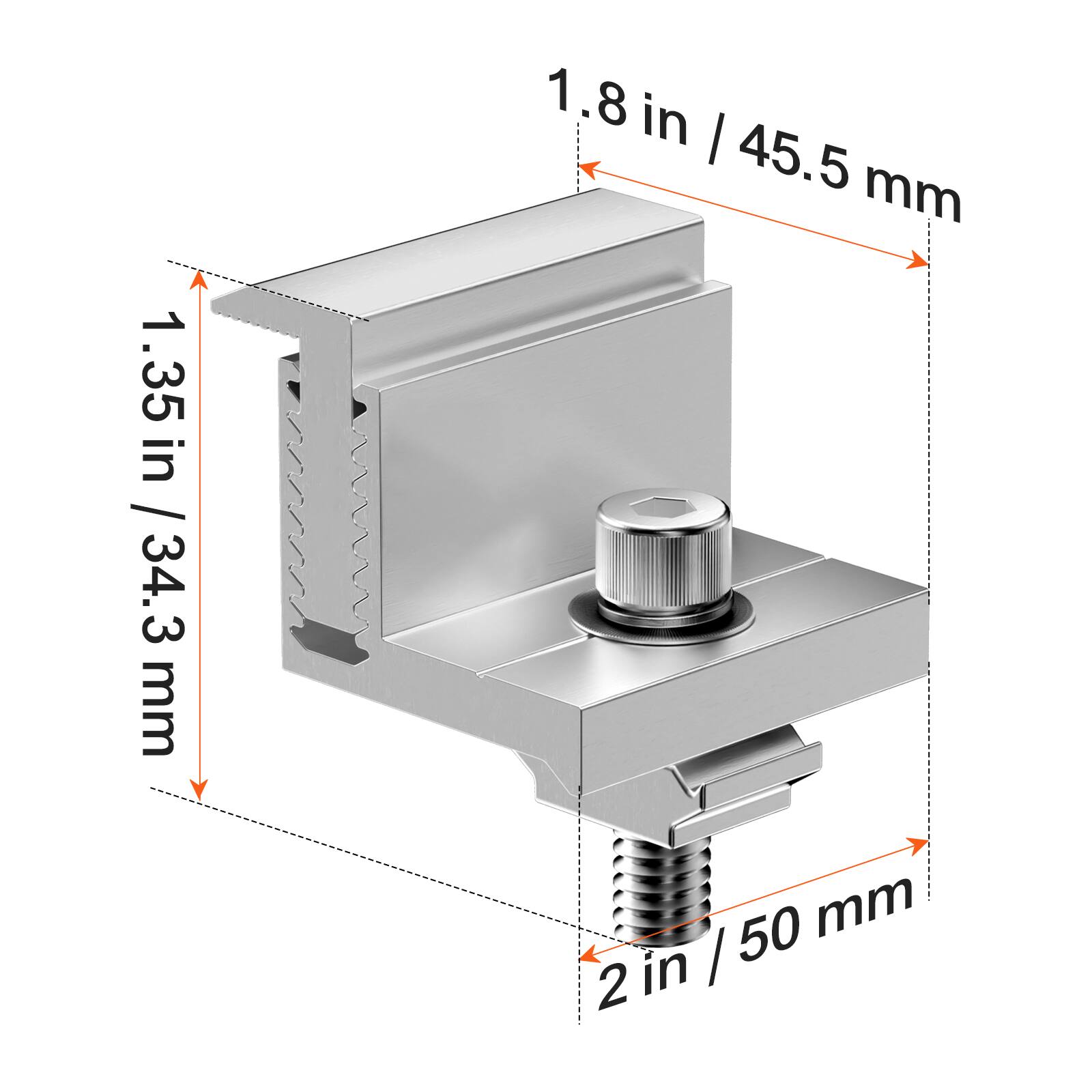 VEVOR Solar Panel Z Mounting Brackets, 35 50mm Adjustable Solar Panel End Clamps, Lightweight ...
