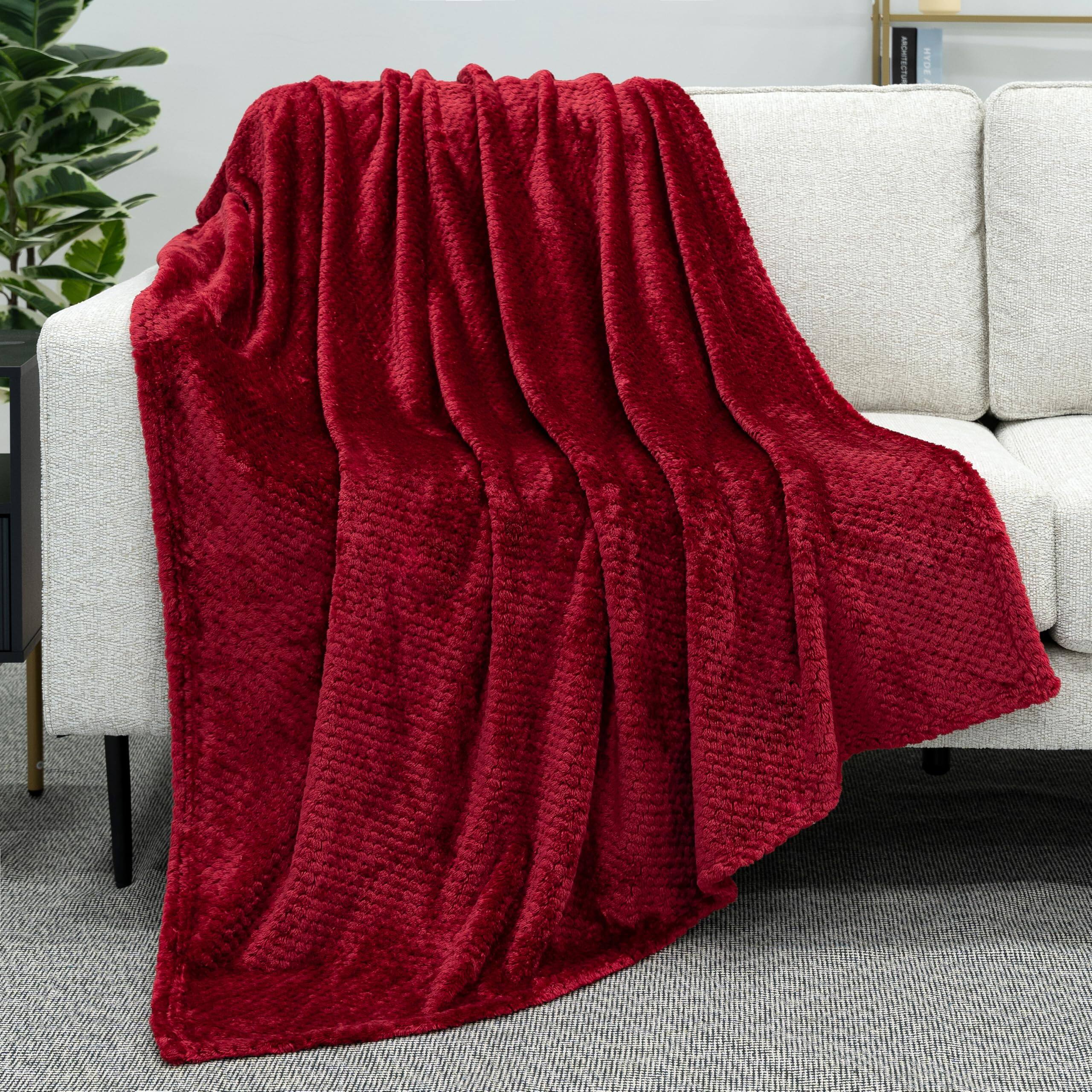 Dapper Styles Maroon Throw Blanket For Couch Bed Soft Fleece Throws ...