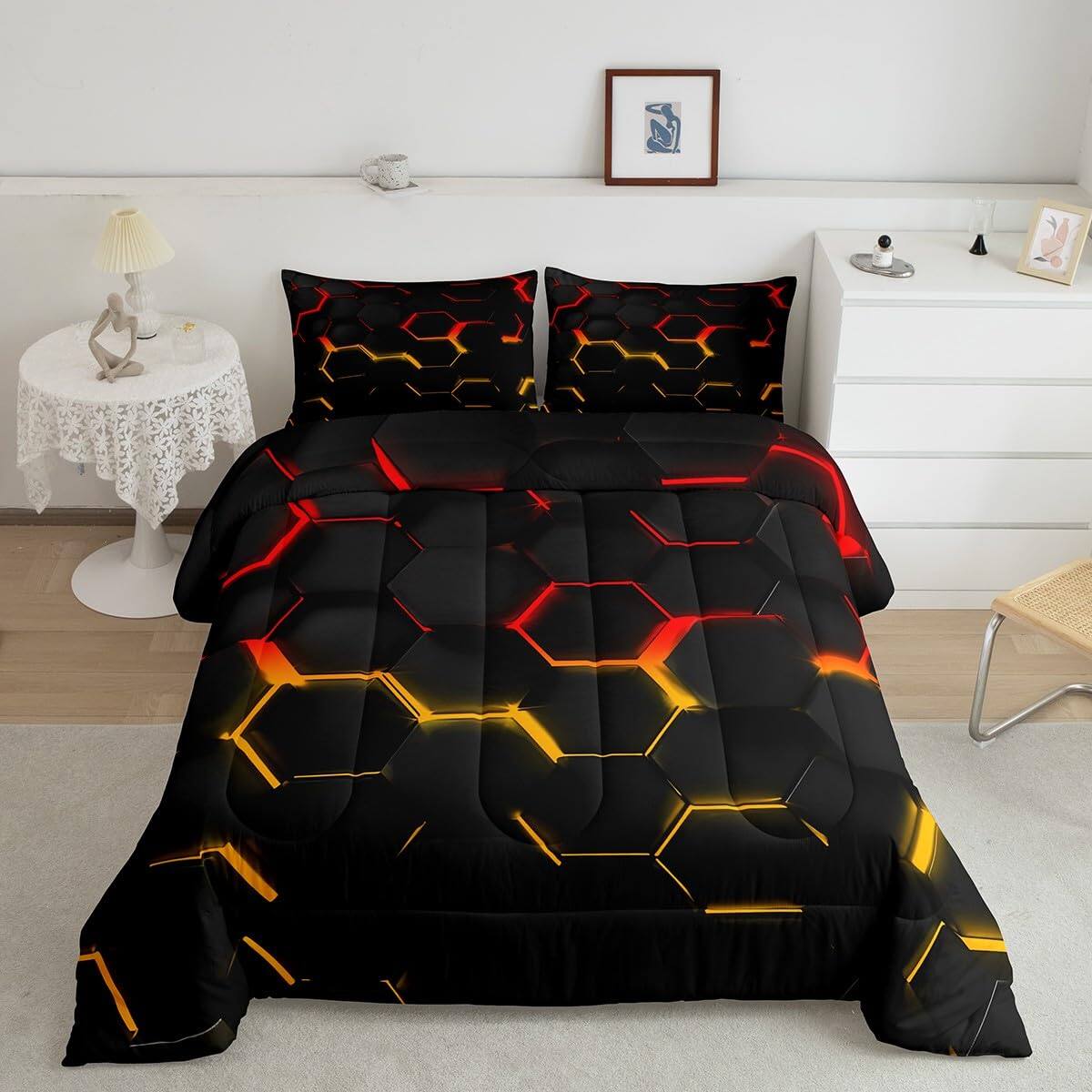 Cedar Assembly Comforter Set Geometric Hexagon Bedding 3pcs For Teens ...