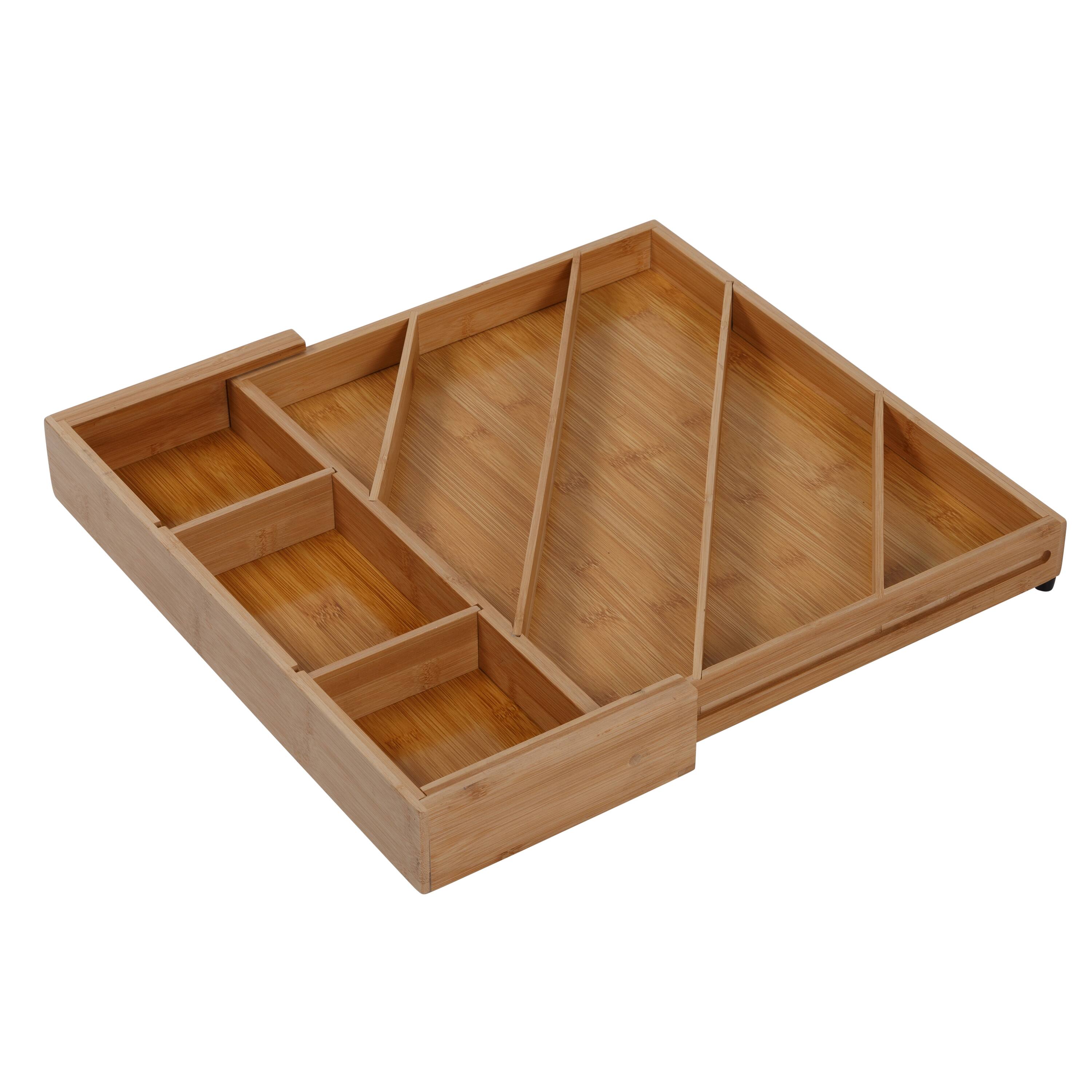 Honey Can Do Bamboo Diagonal Drawer Organizer with 8 Compartments ...