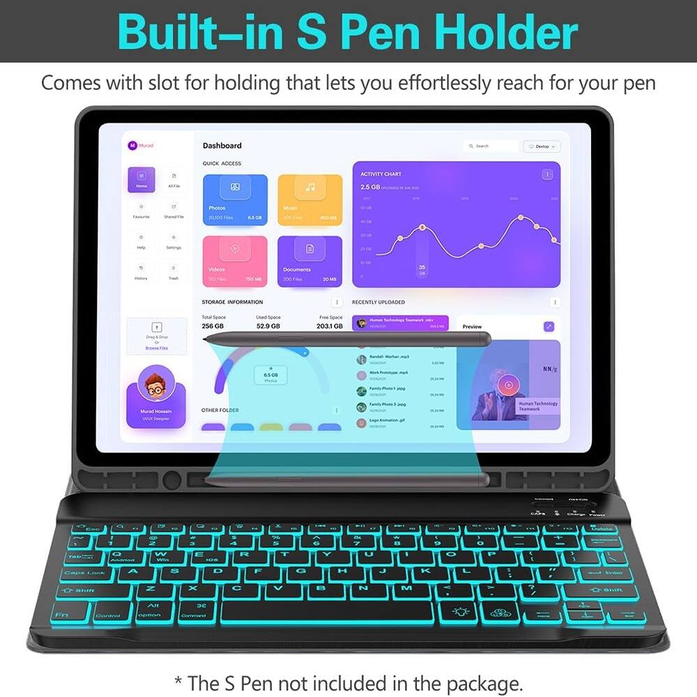 RTMB Galaxy Tab A9 Plus 11" Case with Detachable Keyboard, 7 Color ...