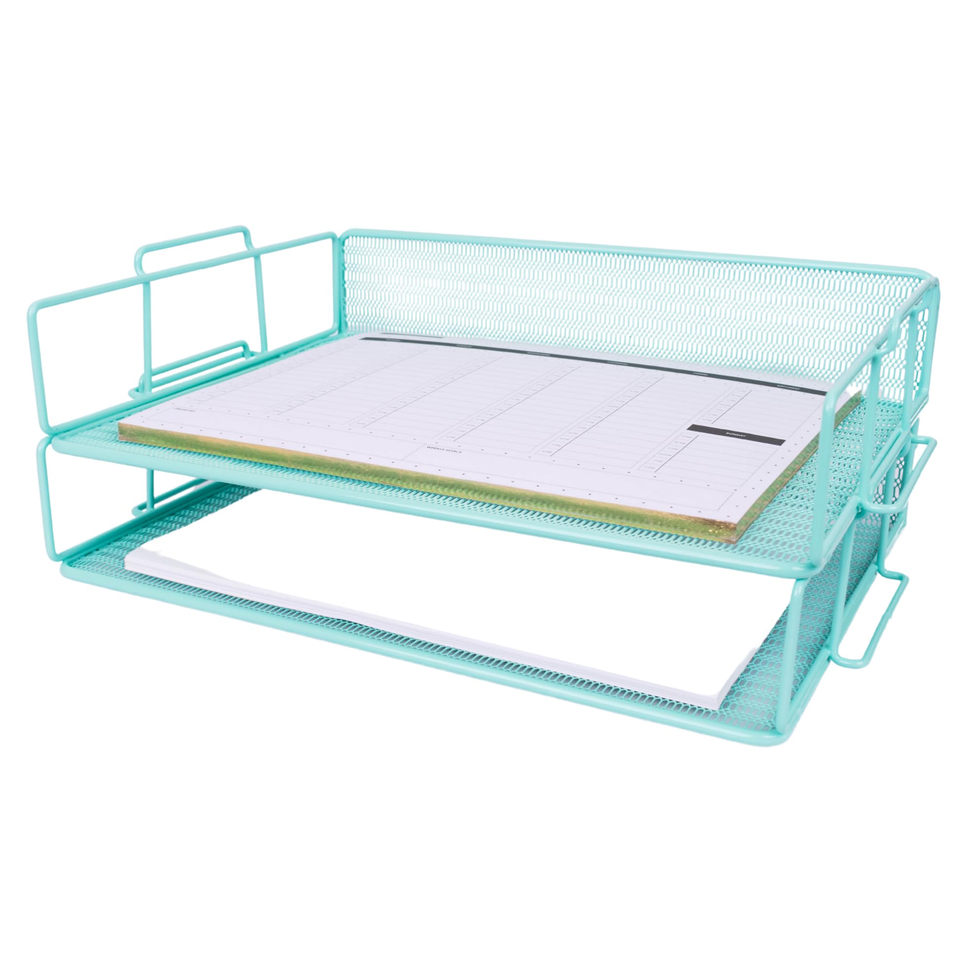 Dapper Styles Mesh Paper Tray Set Of 2 Stackable Letter Trays Durable ...