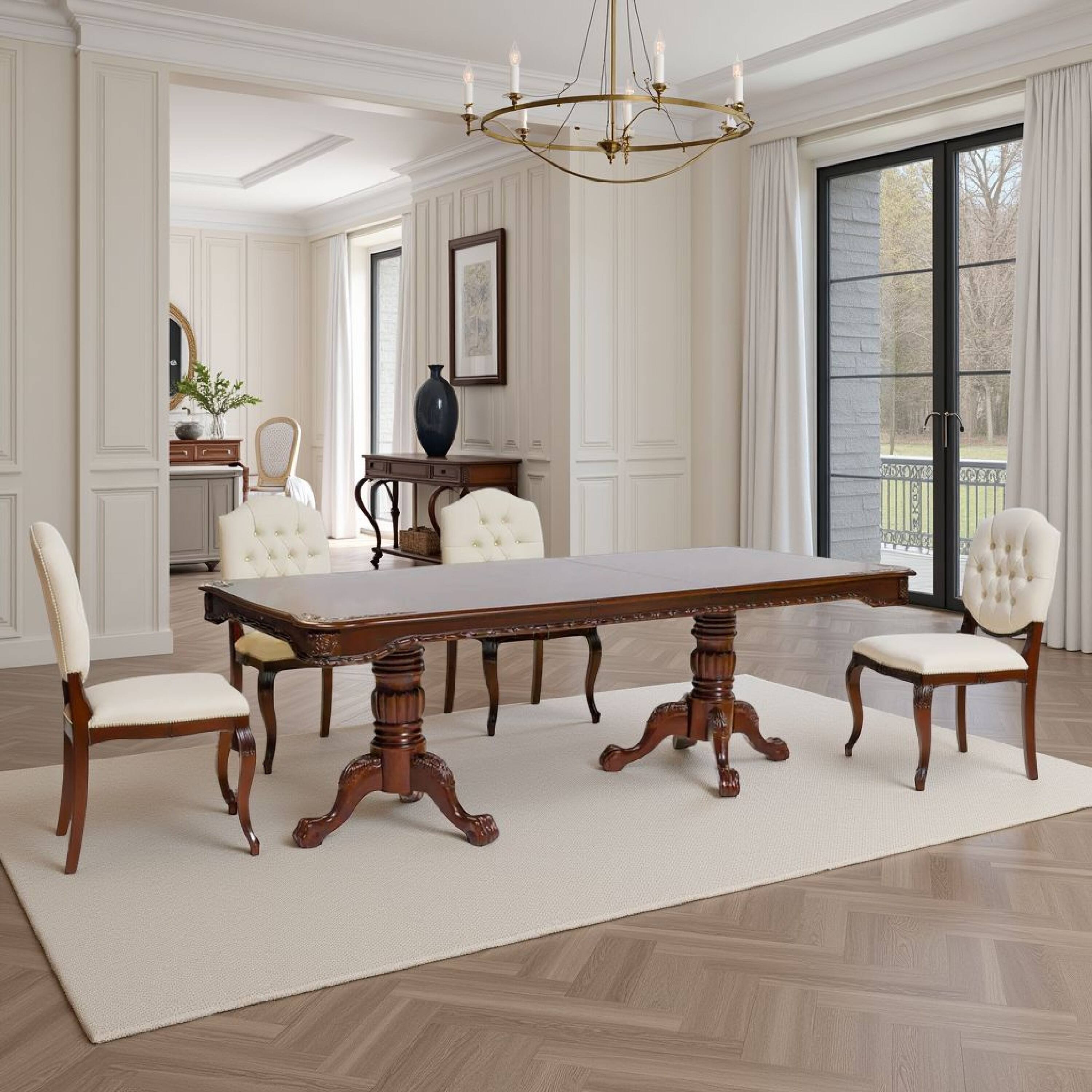 Manhattan Lane Mina Dining Table, 71 89 Inch Extendable Rectangular Top Cherry Brown BM332481 ...