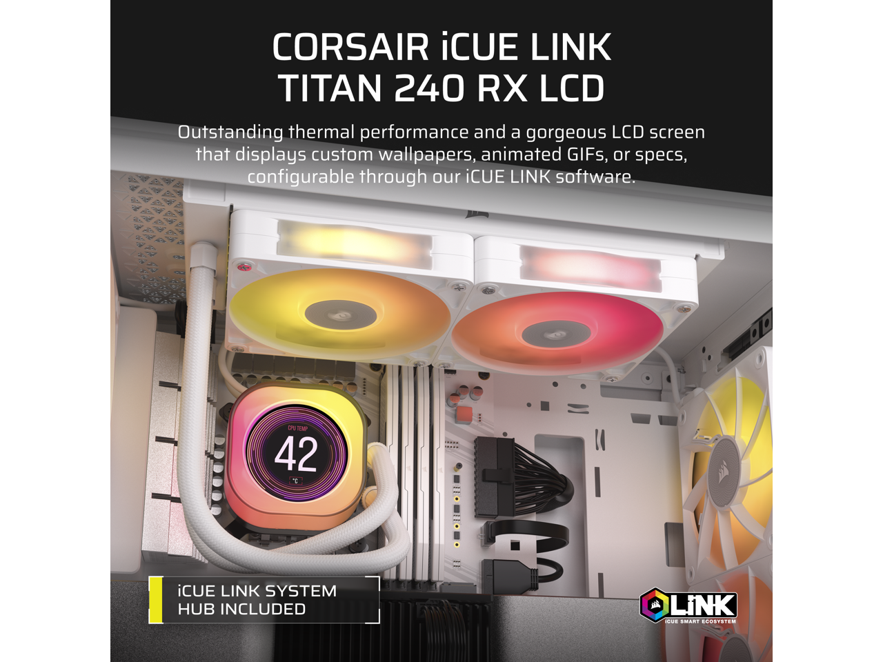 CORSAIR iCUE LINK TITAN 240 RX LCD CPU Cooler – RX120 RGB Fans – iCUE ...