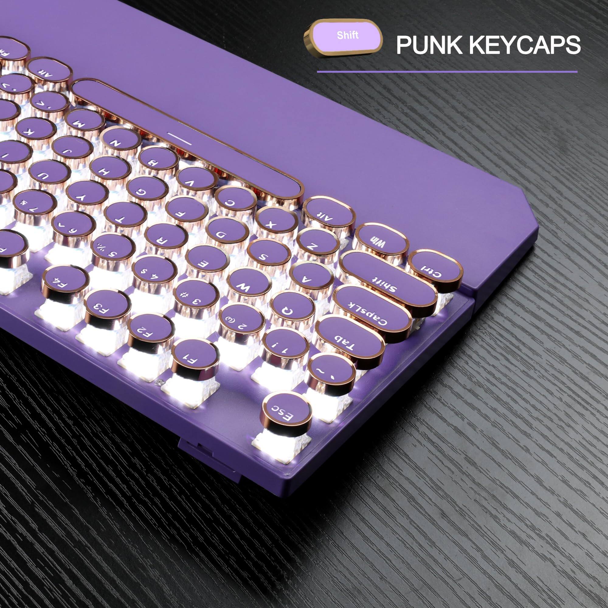 Reds Spade Typewriter Mechanical Gaming Retro Punk Round Keycaps Wired ...