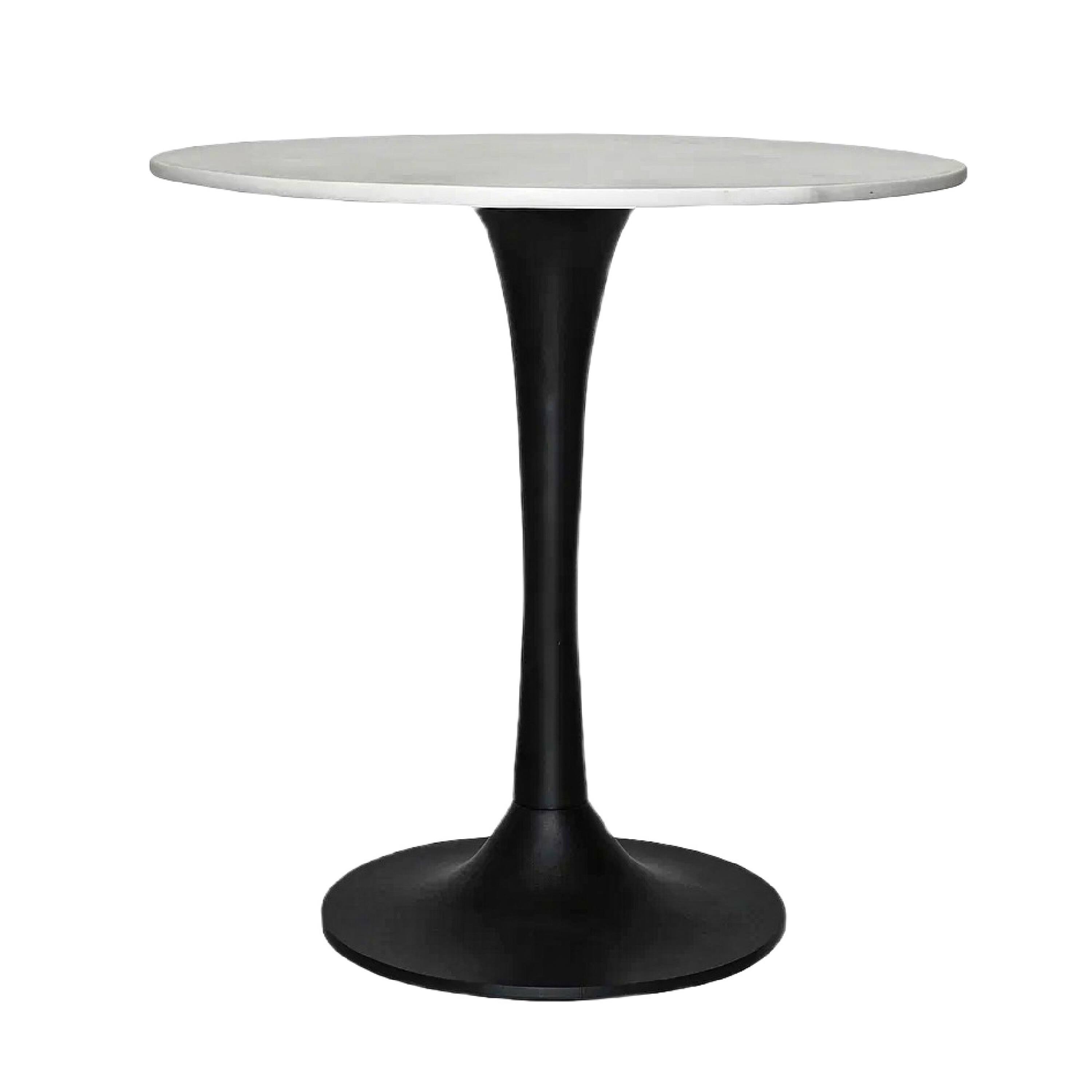 Manhattan Lane Mara Dining Table | 30 Inch Round White Genuine Marble ...