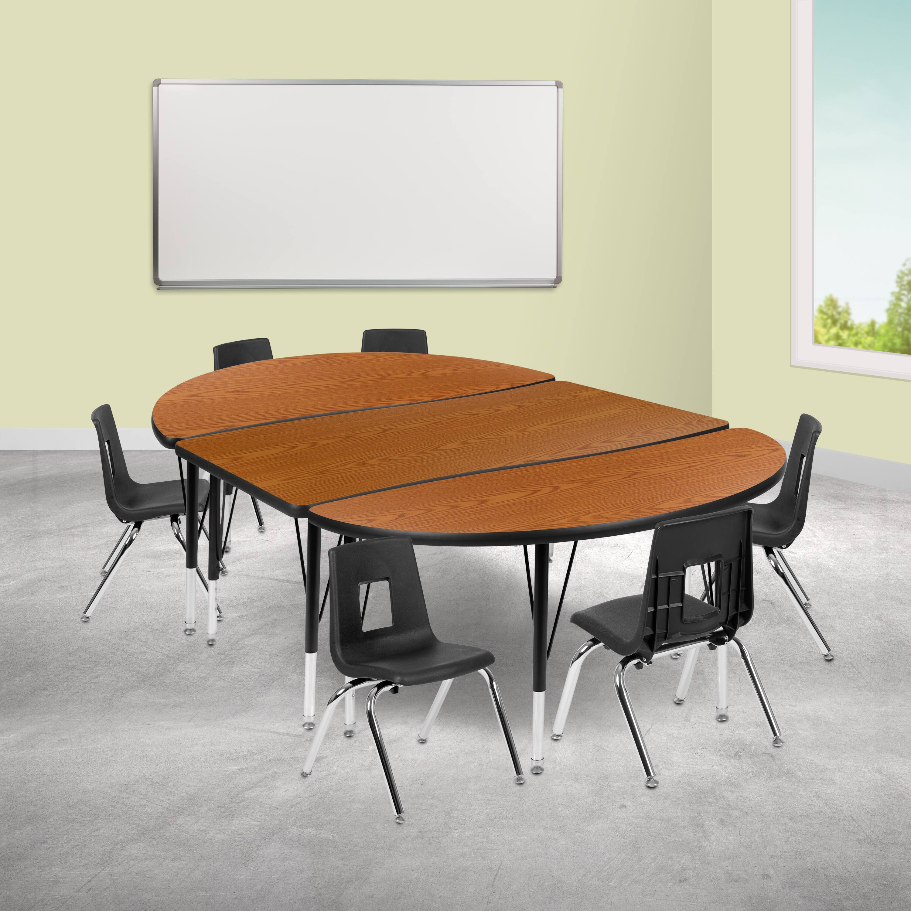 Emma + Oliver 76" Oval Wave Collaborative Laminate Activity Table Set ...