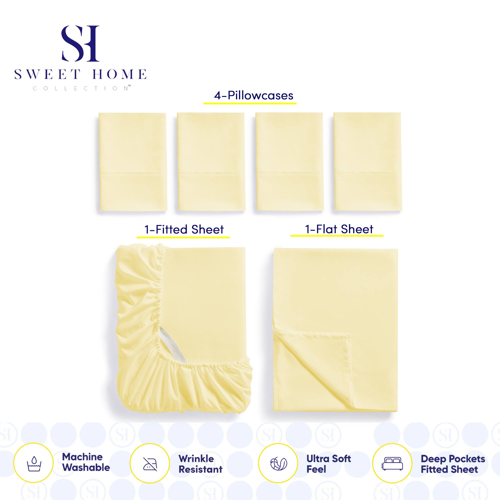Sweet Home Collection Deluxe Microfiber Sheet Set with Bonus ...