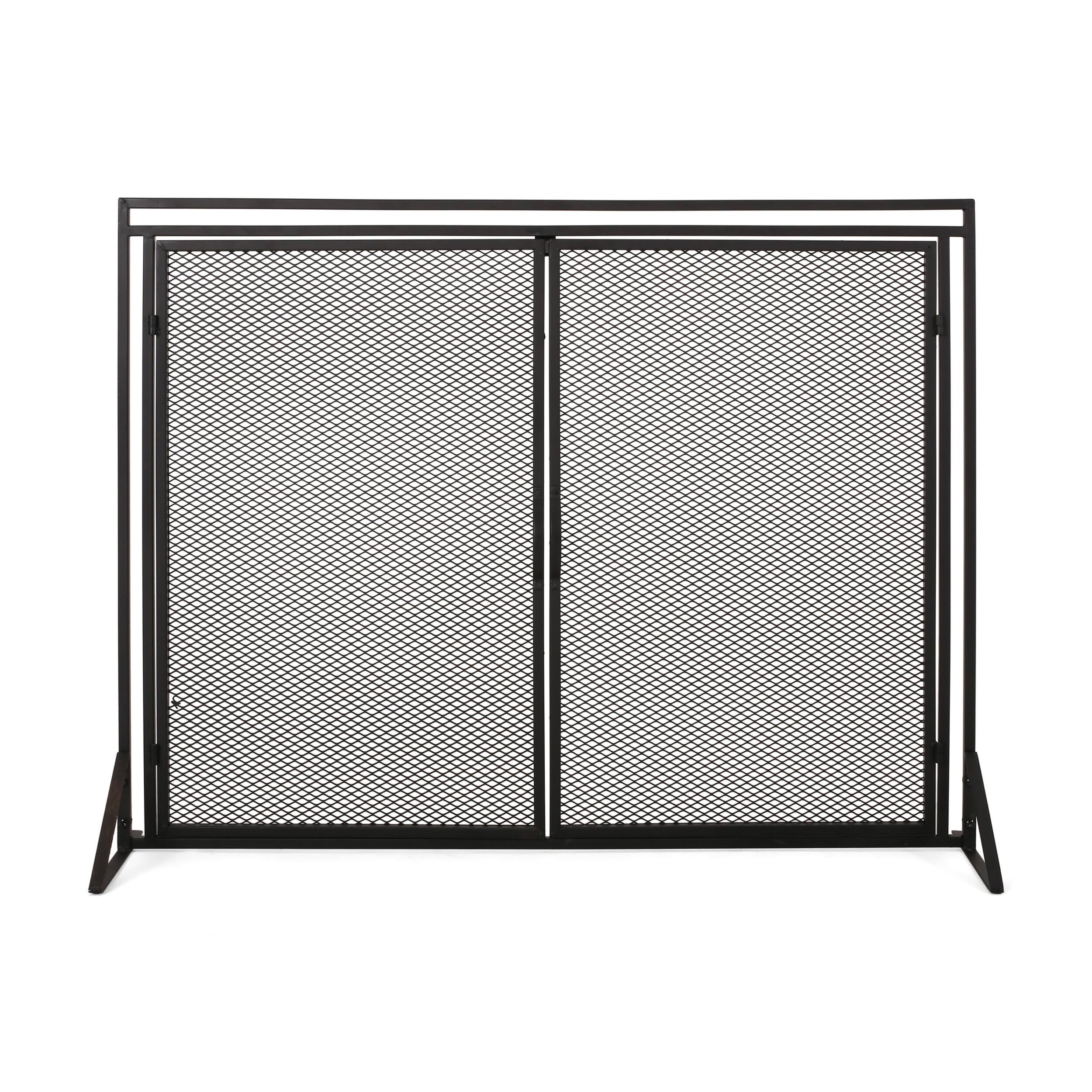APRILSOUL Modern Overlapping Circles Single Panel Iron Fireplace Screen ...