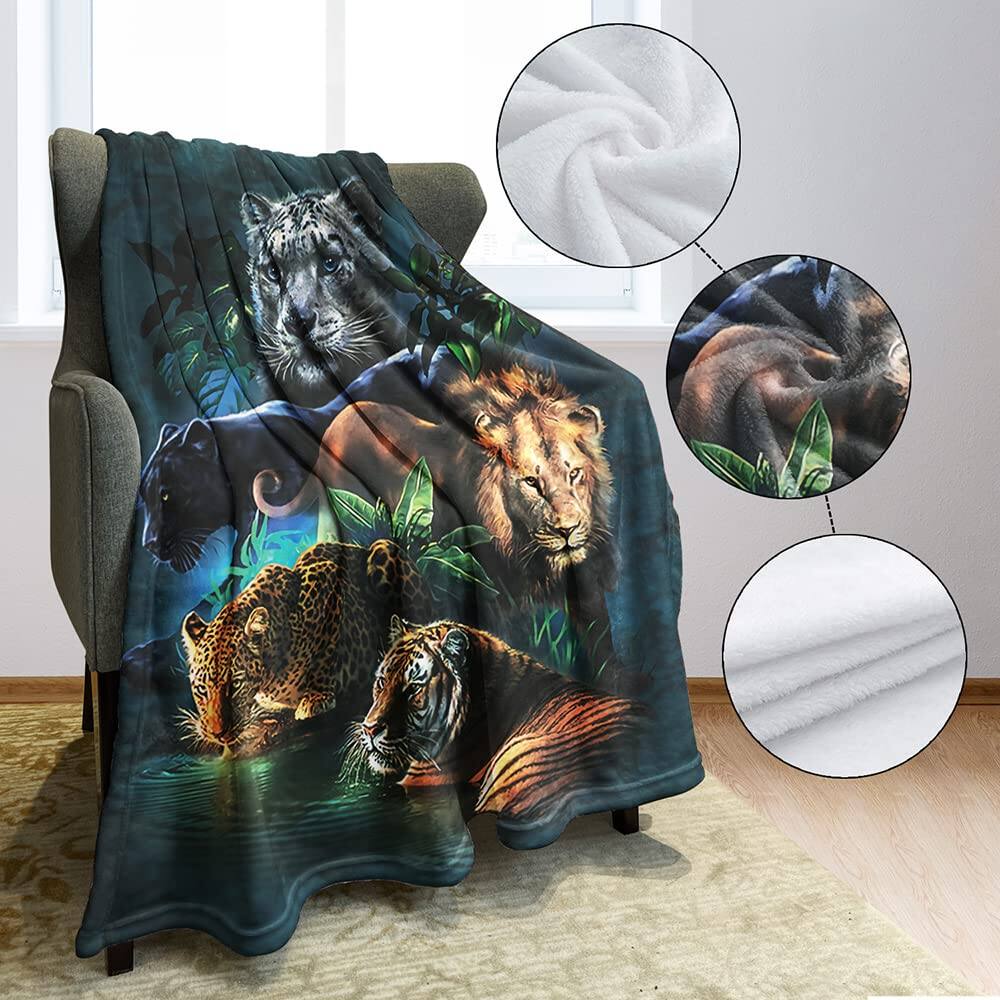 Refined Abode Design x80 Jungle Animals Blanket Soft Cozy Fleece Throw ...