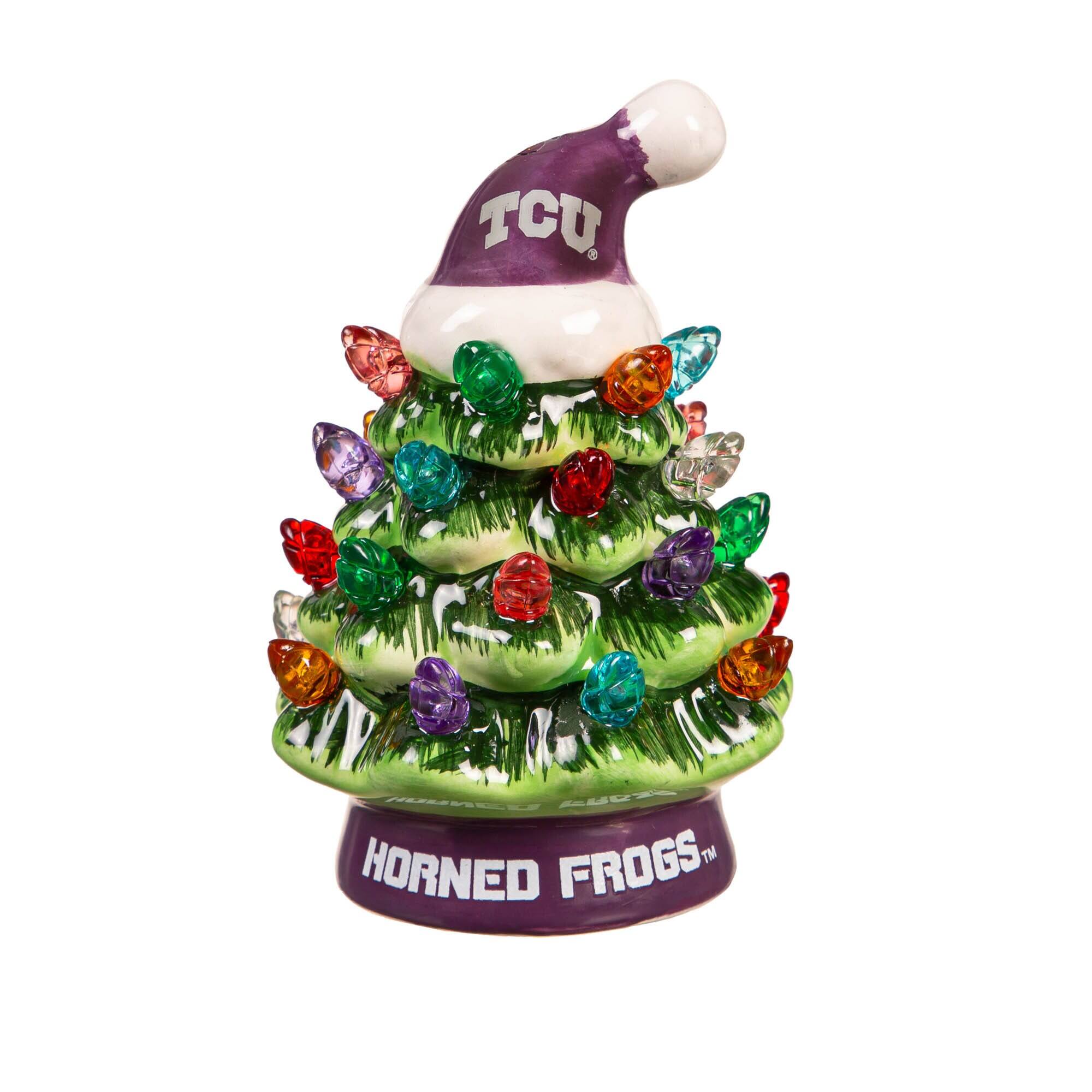 Evergreen Enterprises TCU Horned Frogs 2 Pack 4" Ceramic LED Christmas ...
