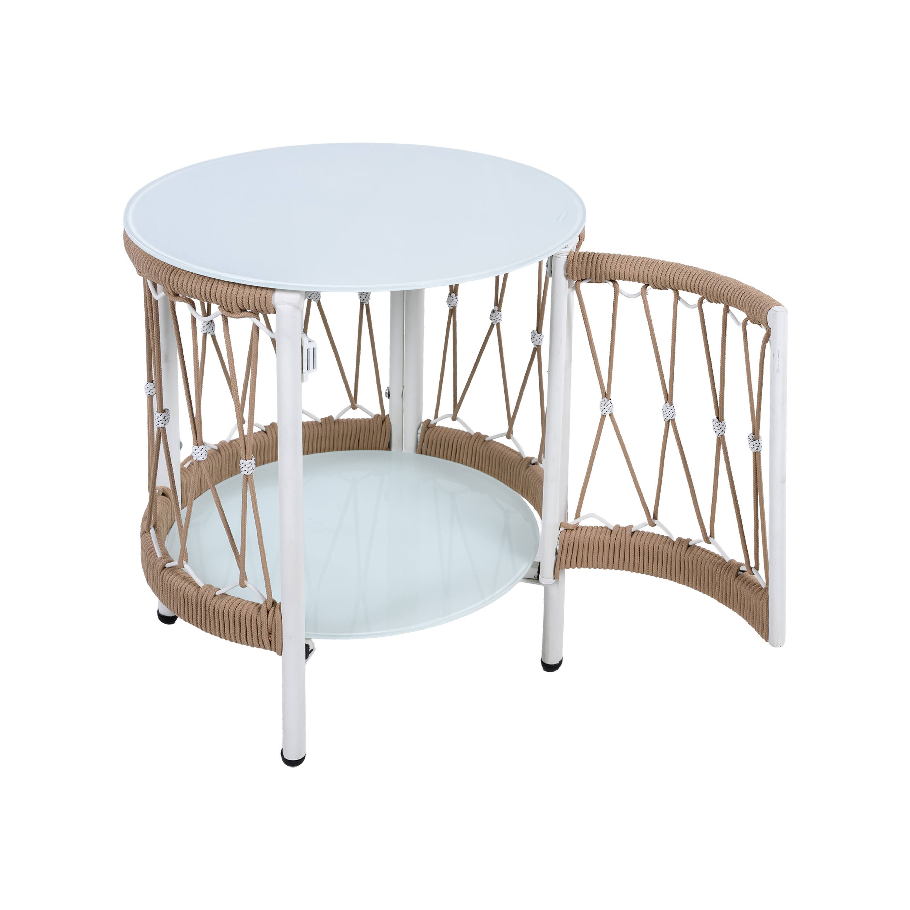 APRILSOUL 17.32in Bohemian Garden Accent Outdoor Side Table Handwoven ...
