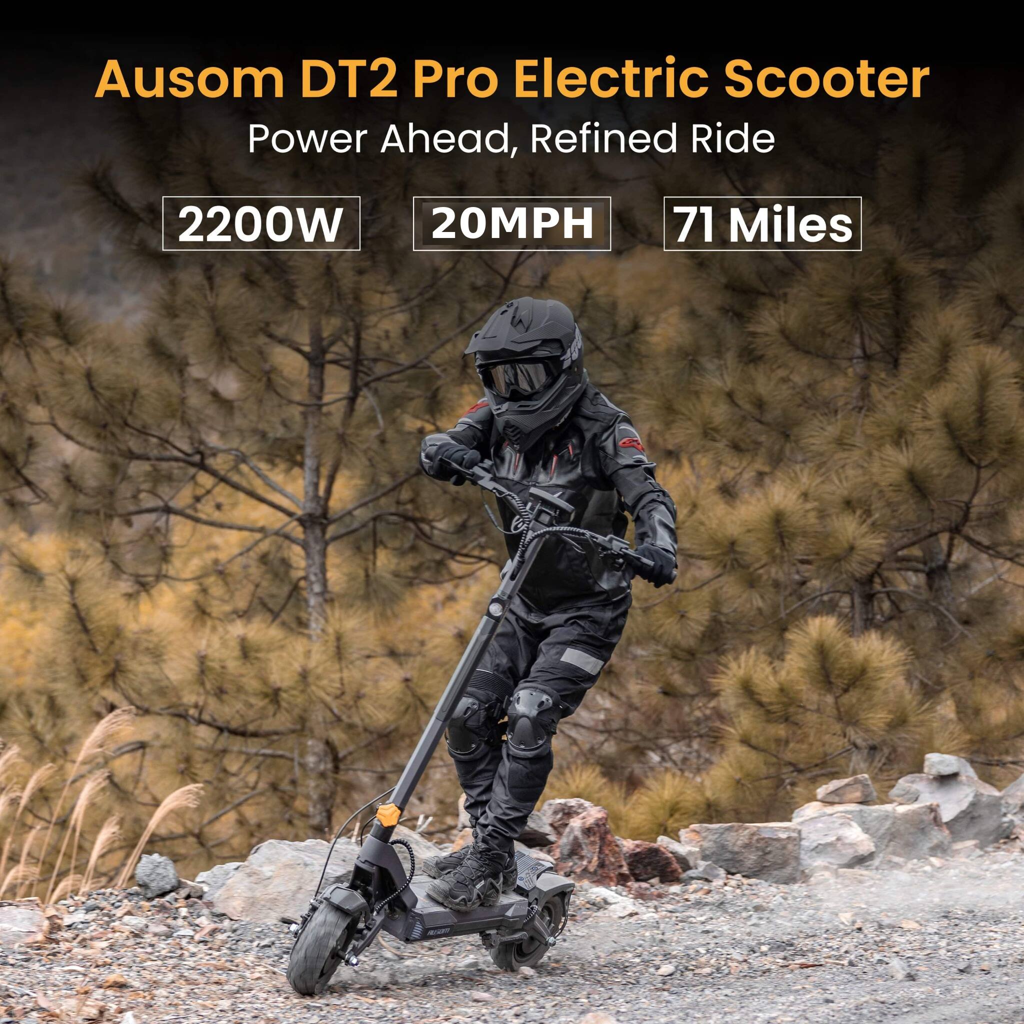 Ausom DT2 Pro Foldable Electric Scooter w/ 71 mi Max Operating Range ...