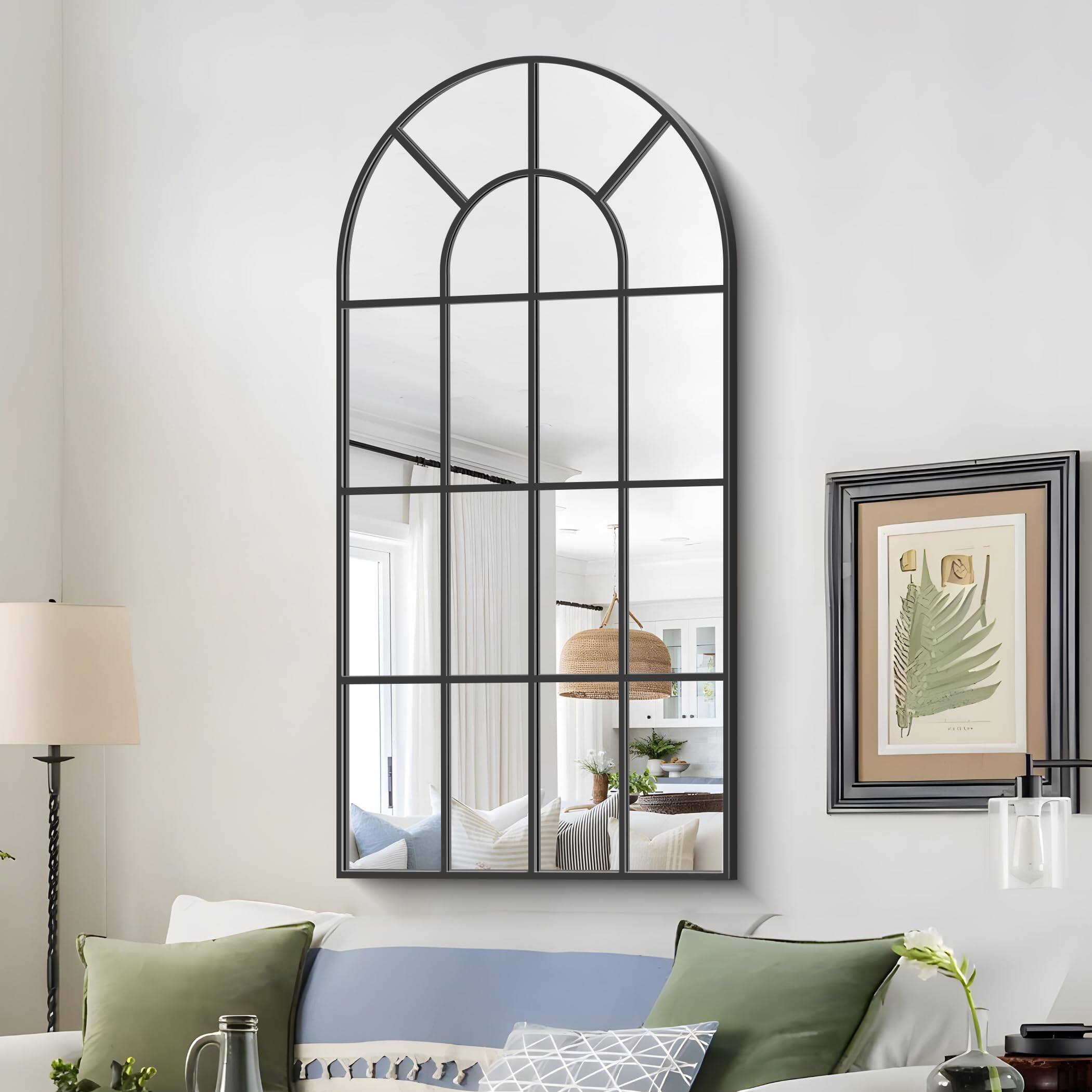 COTTAGE Arched Mirror Window Pane Mirrors For Wall Decor Arch Mounted ...