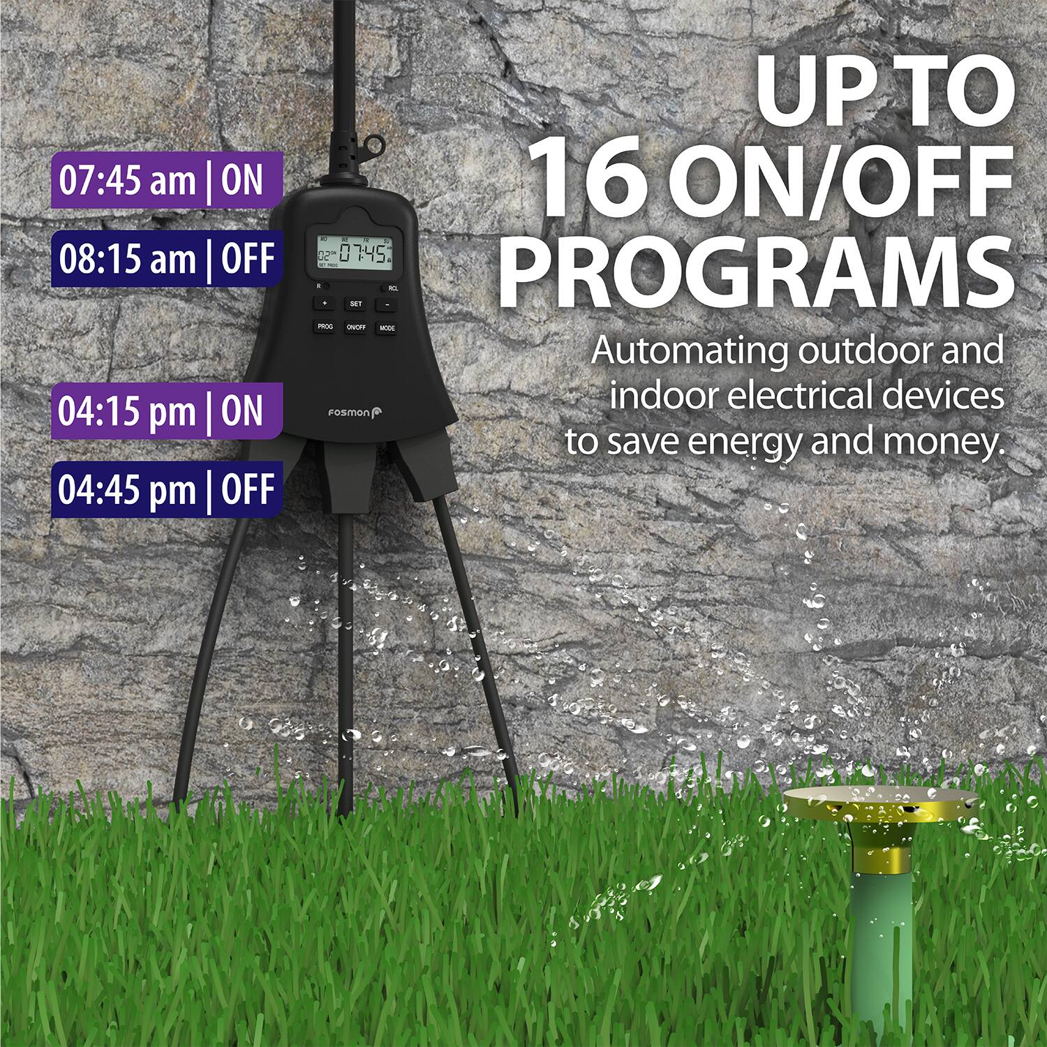 Fosmon 7 Day Digital Outdoor Timer For Outlet Weatherproof, [ETL Listed ...