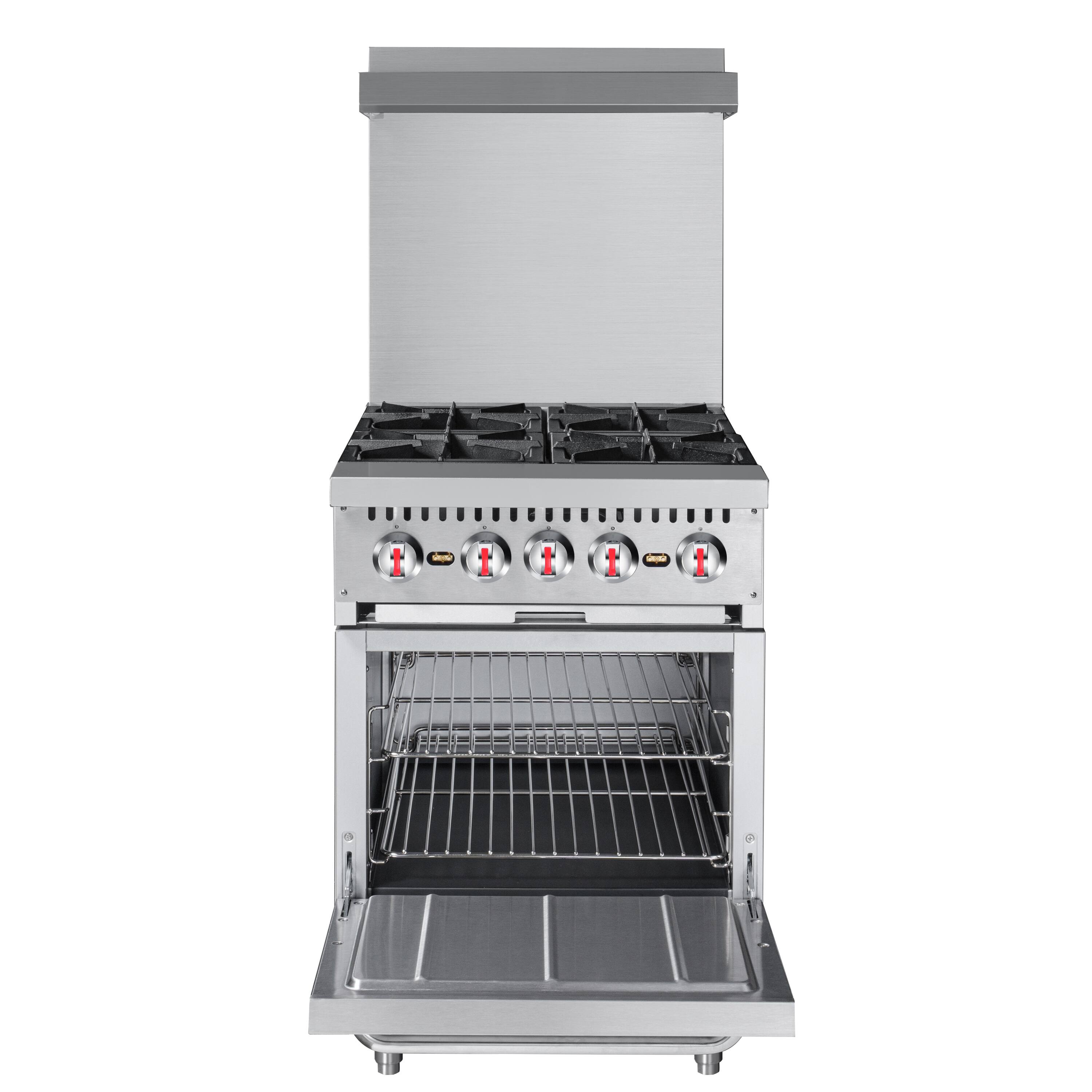 Koolmore 24 in. 4 Burner Commercial Liquid Propane Range with Oven in Stainless Steel (KM CR24 ...