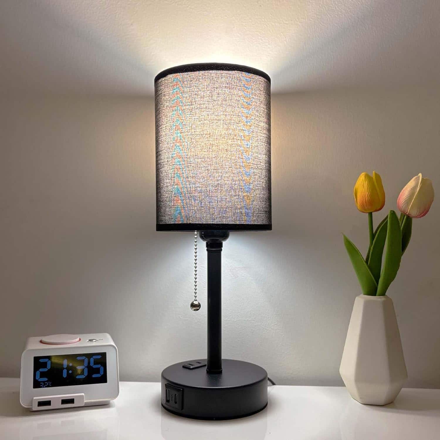 Stamp n Camp - Bedside Table Lamp for Nightstand with USB & Outlet 3 ...