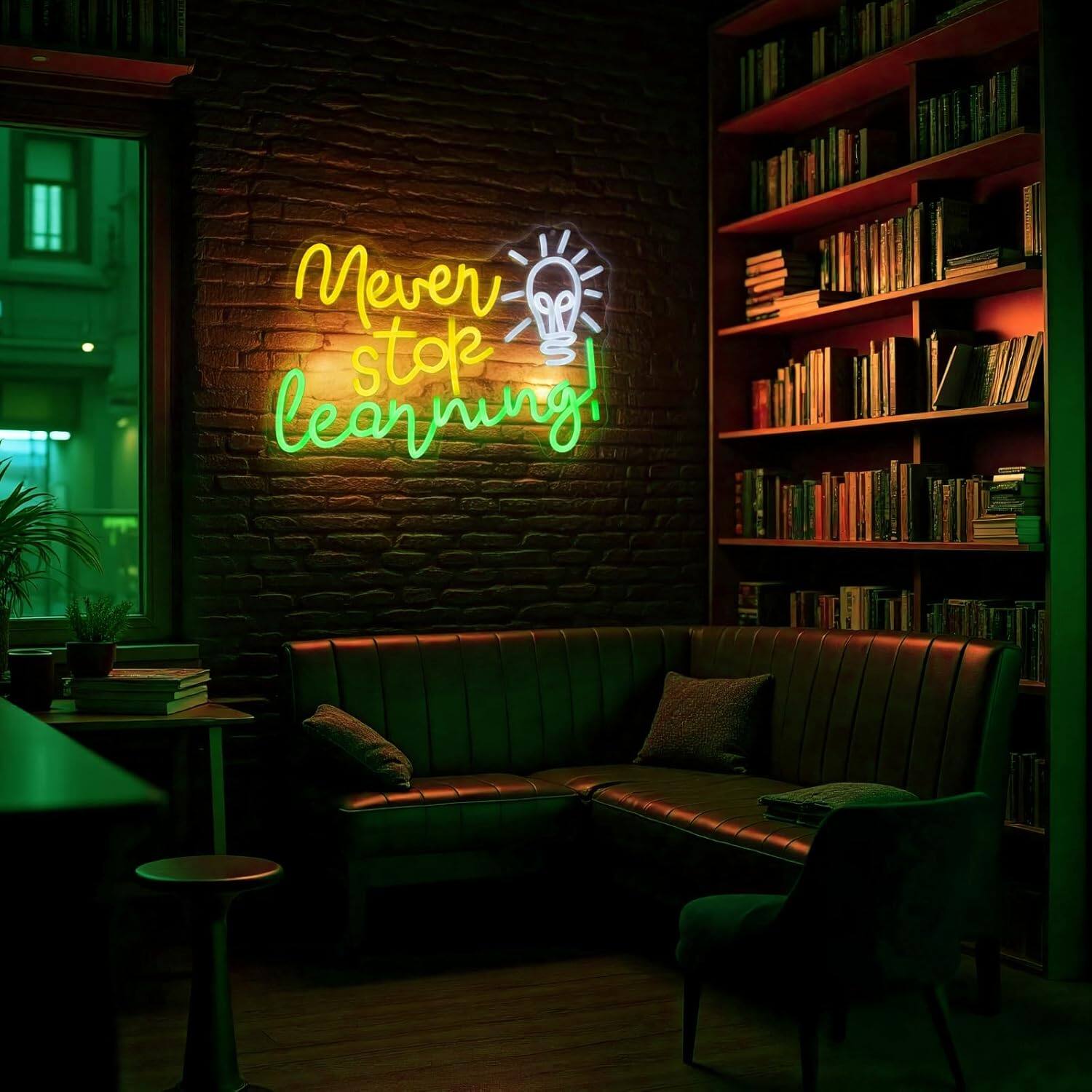 Auledio Never Stop Learning Neon Signs for Wall Decor Inspirational ...