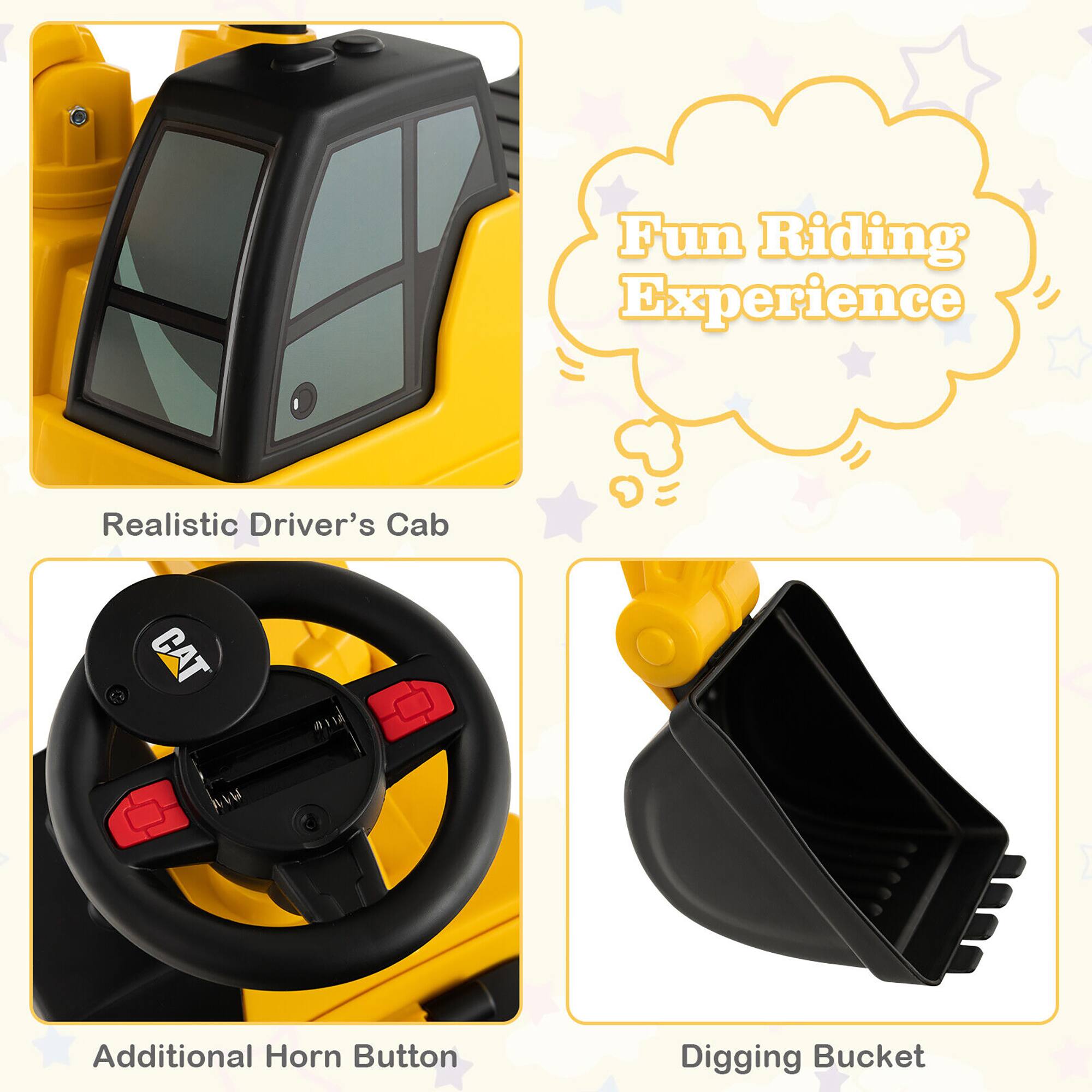 Gymax Licensed Caterpillar Kids Rid On Digger Excavator Toy w ...