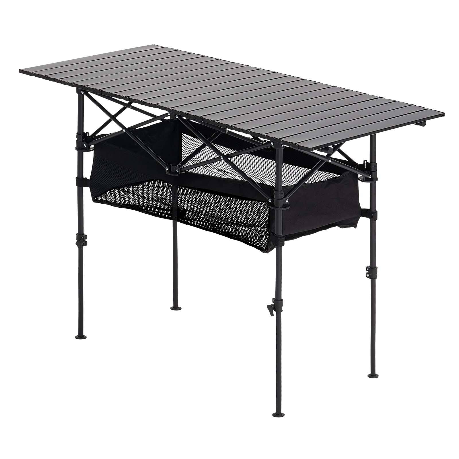 Glintex Camping Table, Roll Up Folding Camping Desk with Adjustable ...