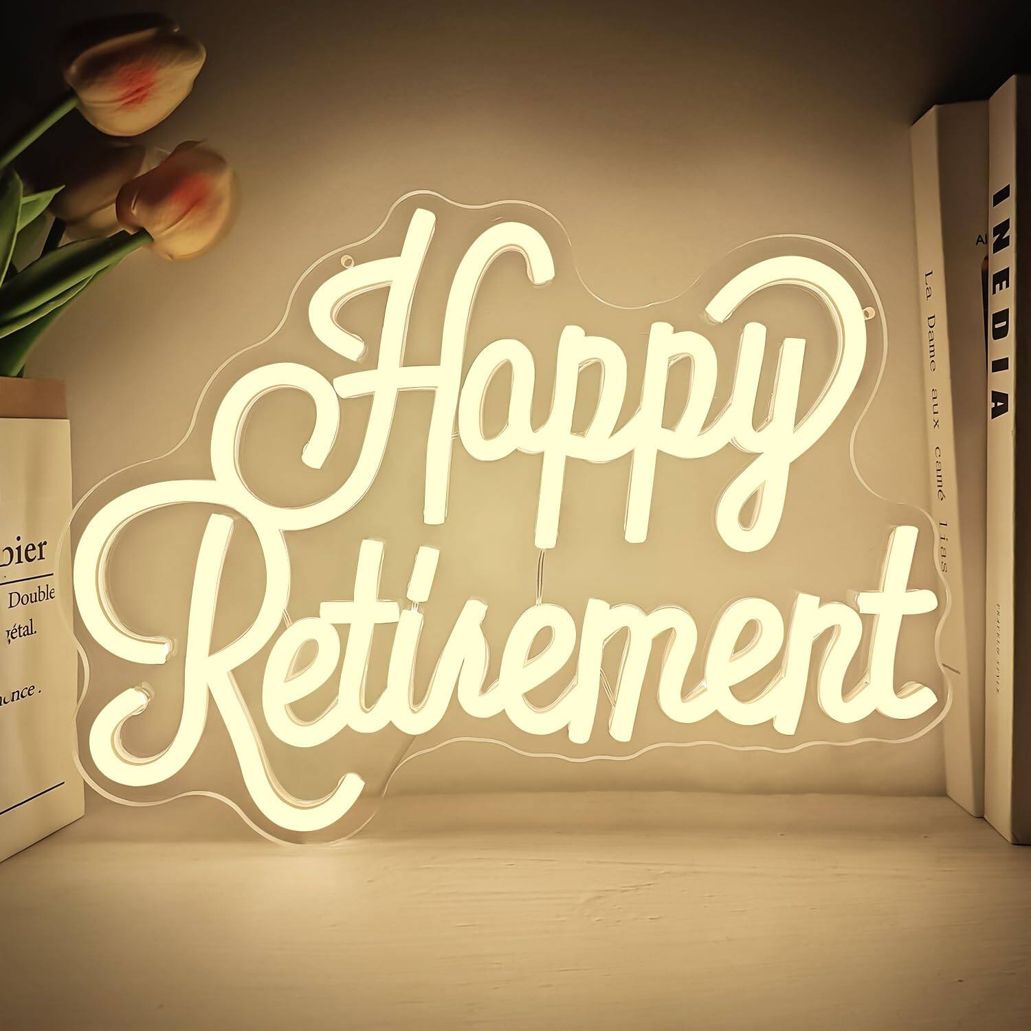 Paradigms Interiors Happy Retirement Neon Sign Dimmable Led Signs Usb ...