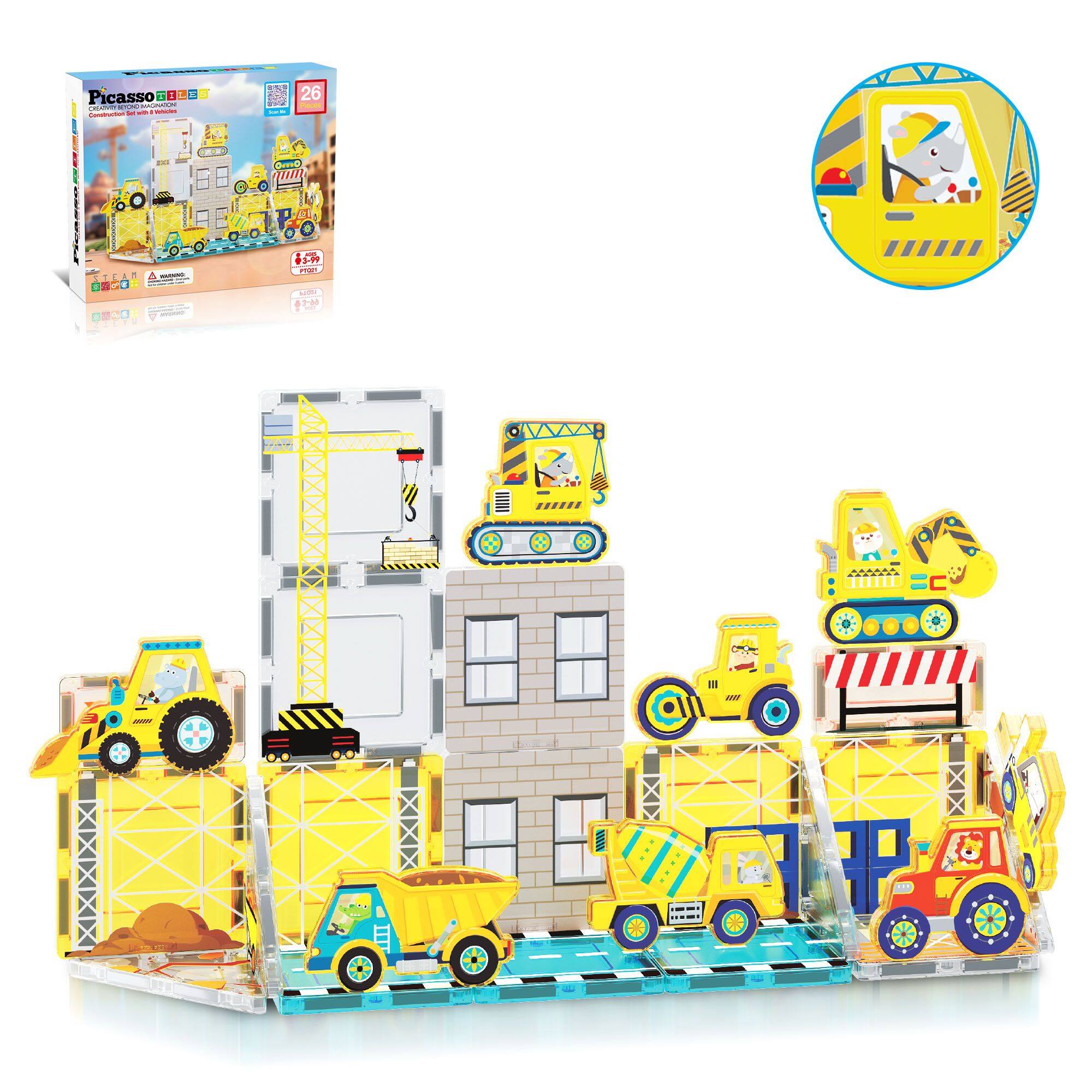 PicassoTiles PICASSO TILES Magnetic Tiles for Kids, 26PCS Construction ...