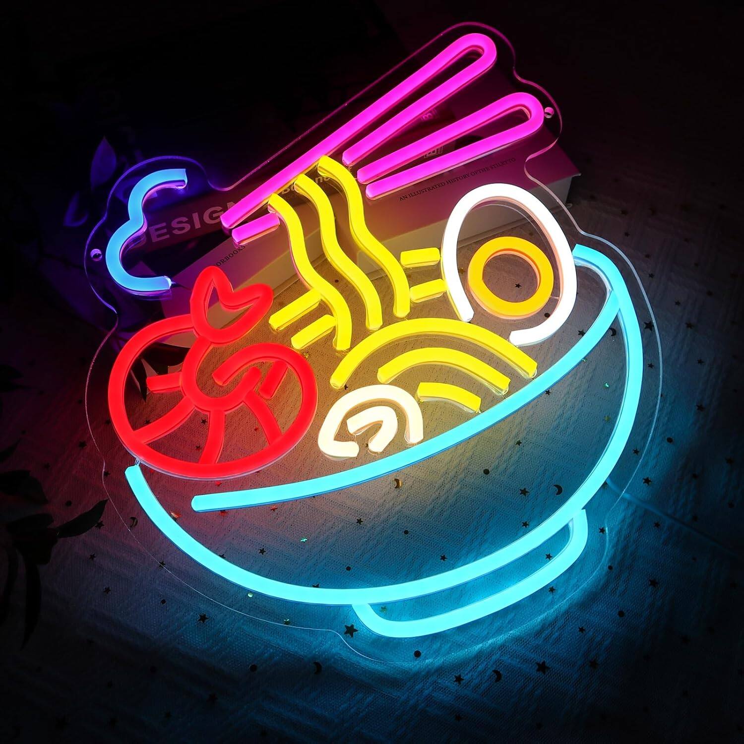 Auledio Ramen Neon Sign for Wall Decor, Seafood Noodles Led Signs for ...