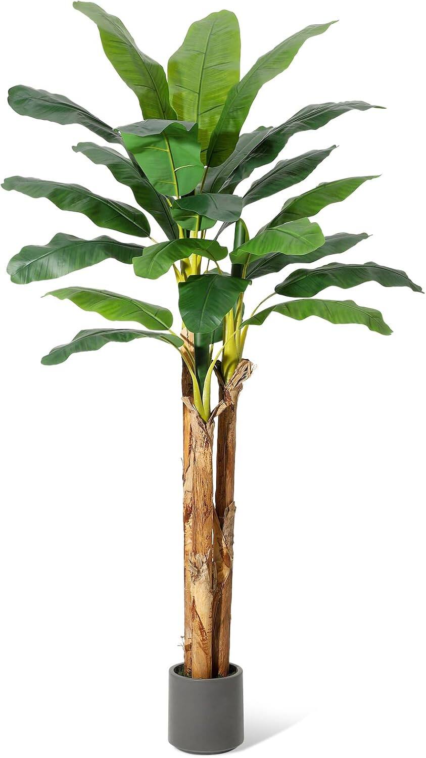 Acekool 7FT Artificial Banana Tree, Faux Silk Banana Leaf Plant with ...