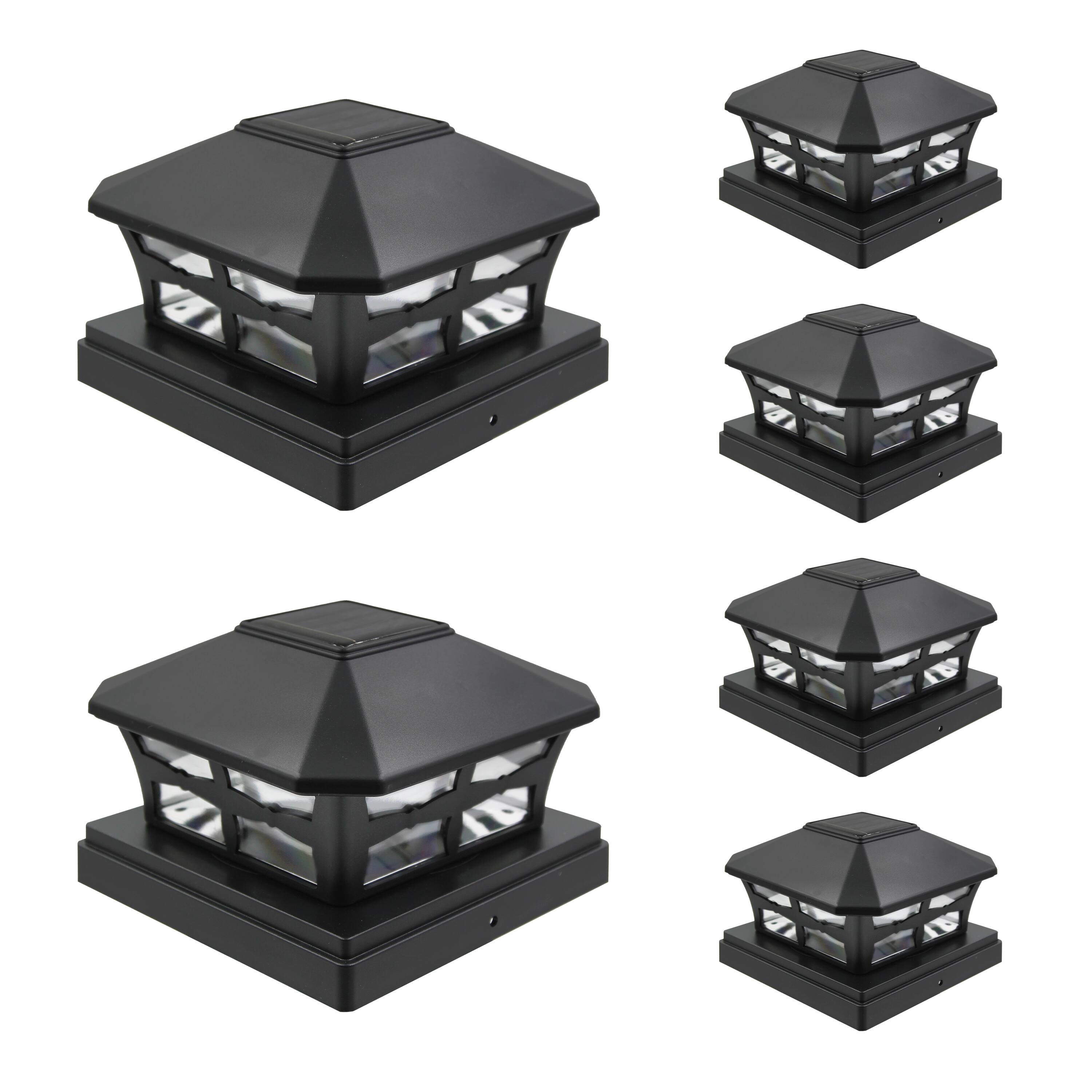 FC Design Black Outdoor Solar Post Light 2 Bright SMD LED Fit 6x6 Inch ...