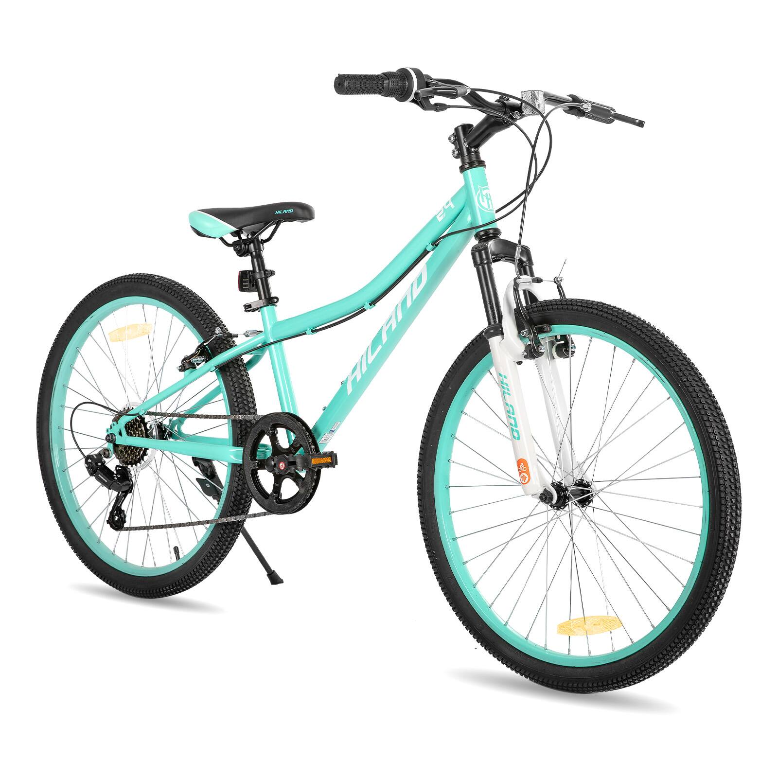 HILAND 24 Inch Mountain Bike for Boy Girl with Suspension Fork, 7 Speed ...