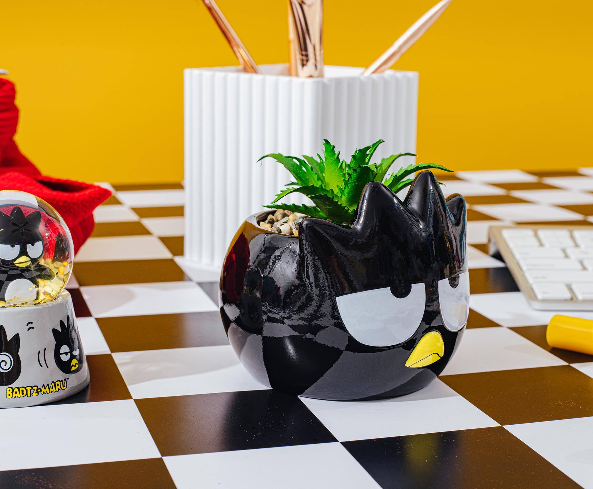 Silver Buffalo Sanrio Badtz Maru 3 Inch Ceramic Mini Planter With ...