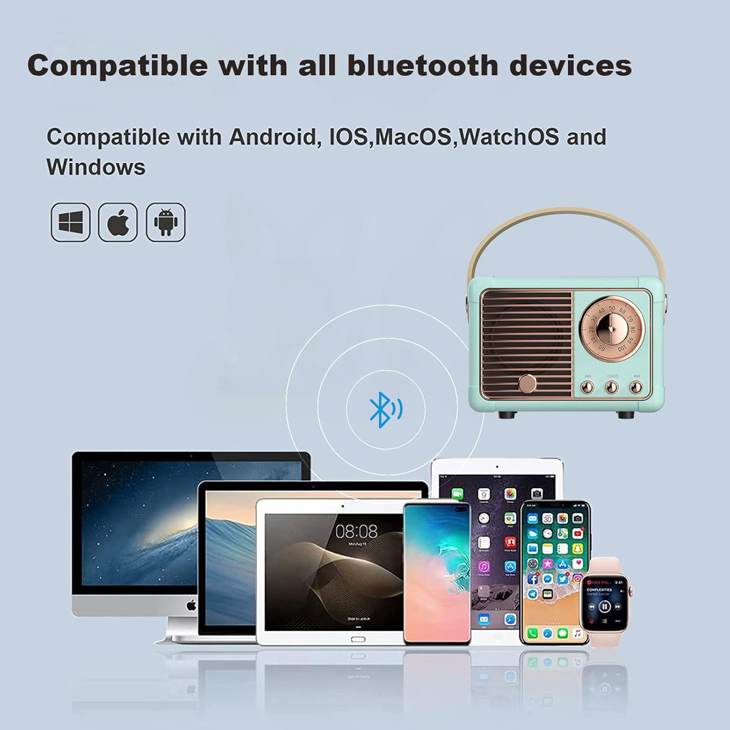 Stamp n Camp Dosmix Retro Bluetooth Speaker, Vintage Decor, Small ...