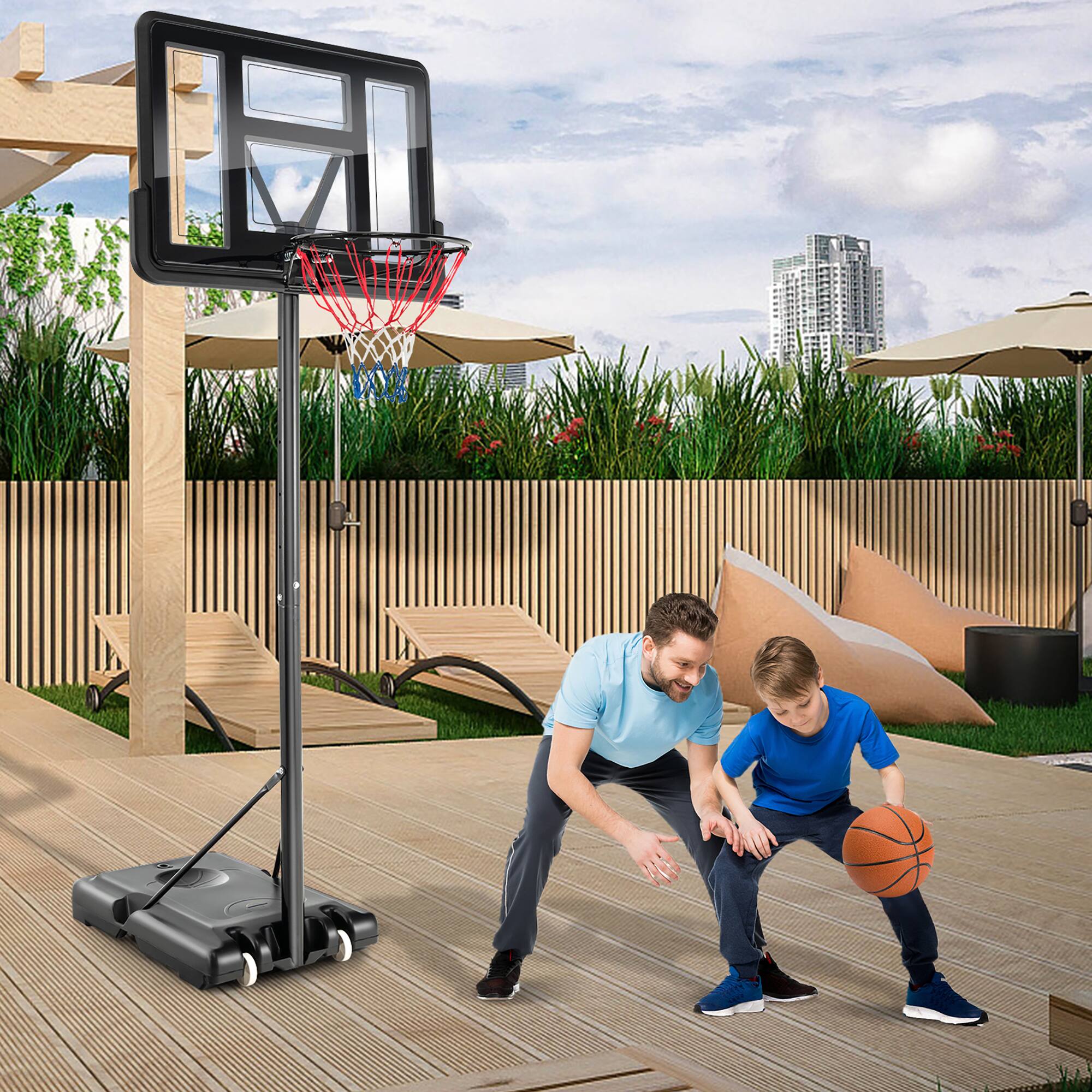 Costway 4.25 10FT Portable Adjustable Basketball Hoop System with 44 ...